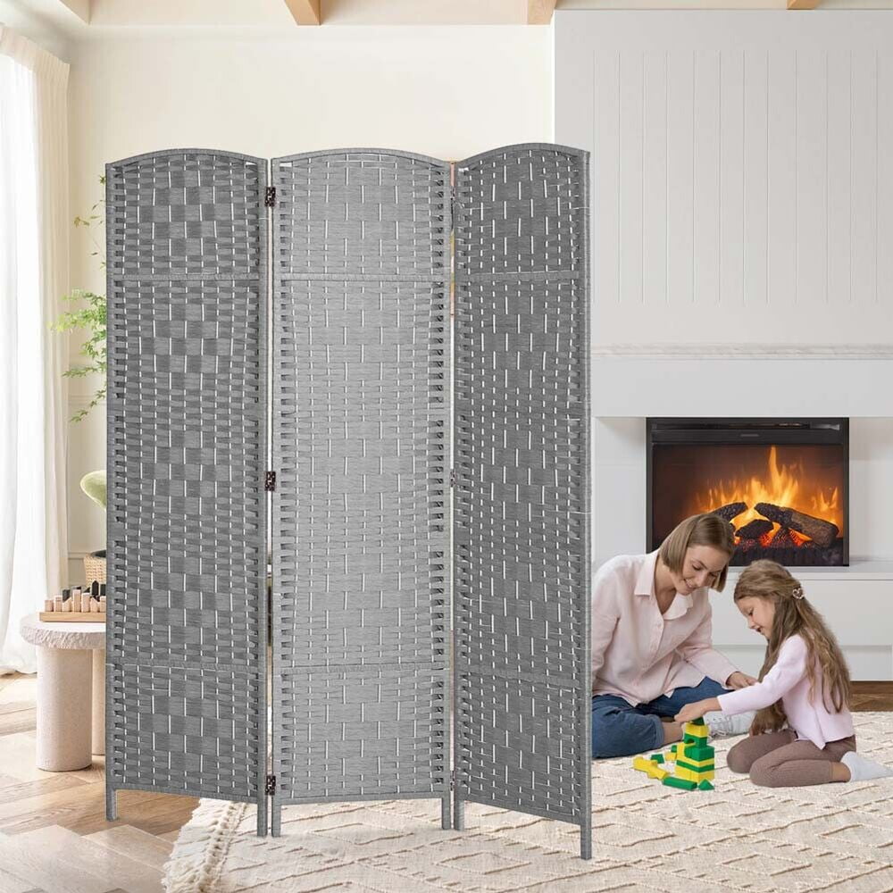8 Panel Room Dividers Weave Fiber Privacy Screens Folding Partition ...