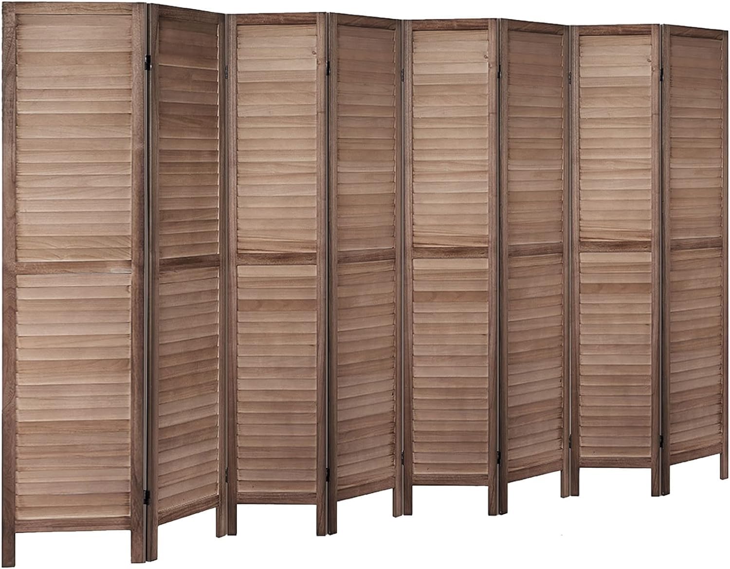 8 Panel Wood Room Divider,Freestanding Louvered Divider Screen for ...