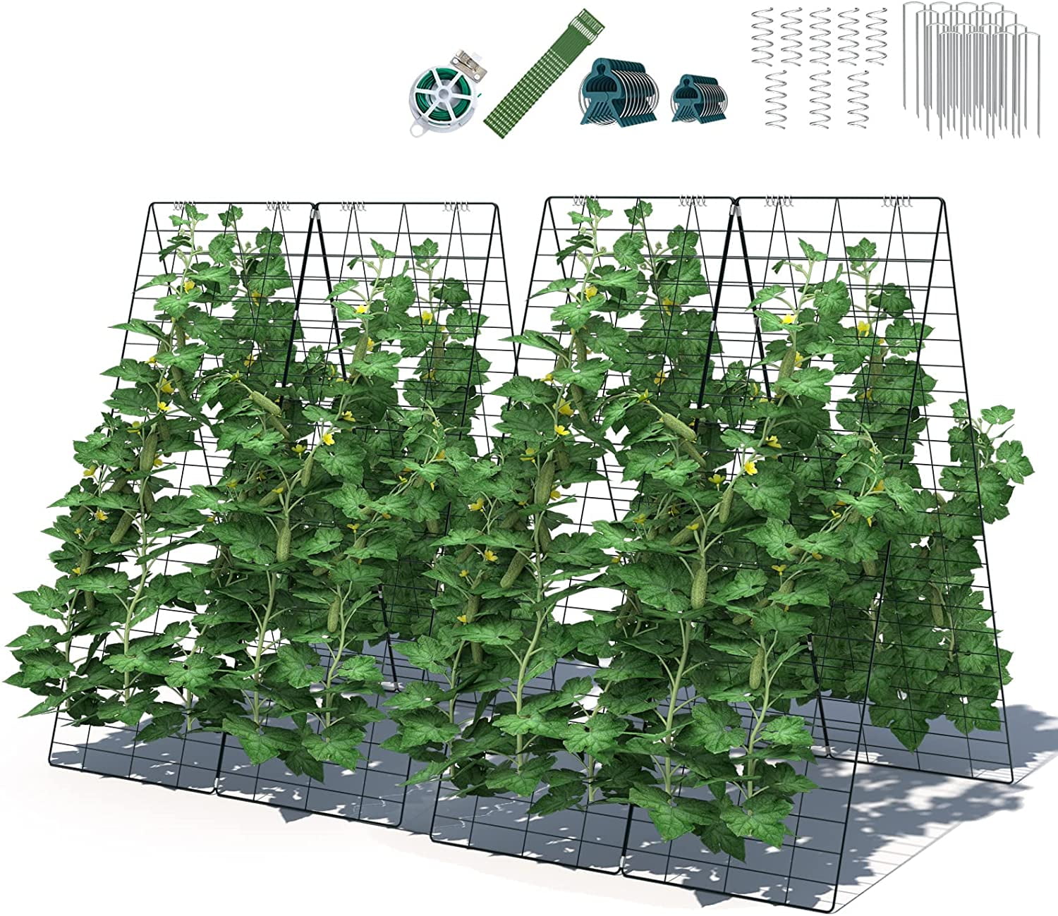 8 Panels Cucumber Trellis, A-Frame Garden Trellis for Plant Climbing ...
