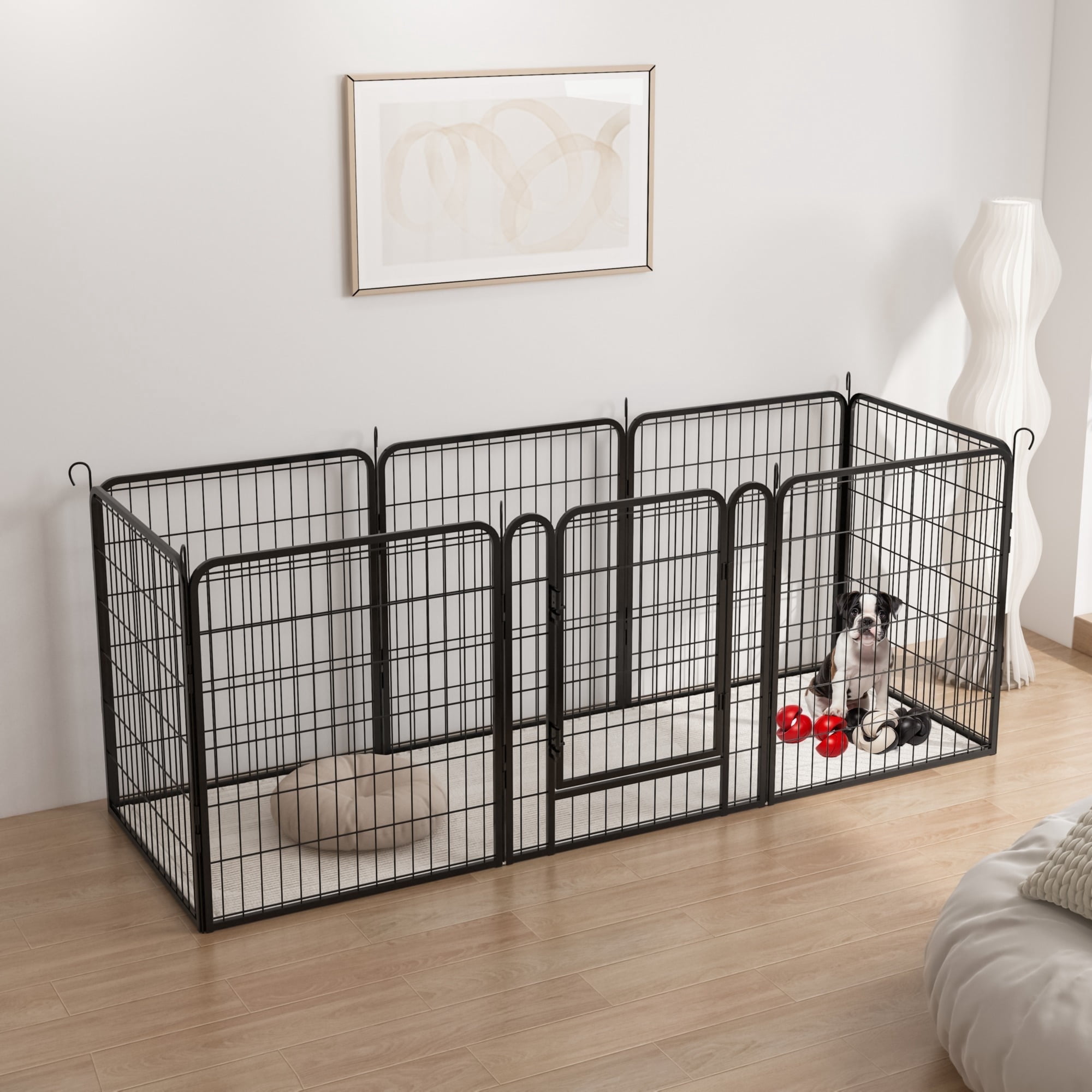 8 Panels Heavy Duty Metal Playpen with door,31.7"H Dog Fence Pet ...
