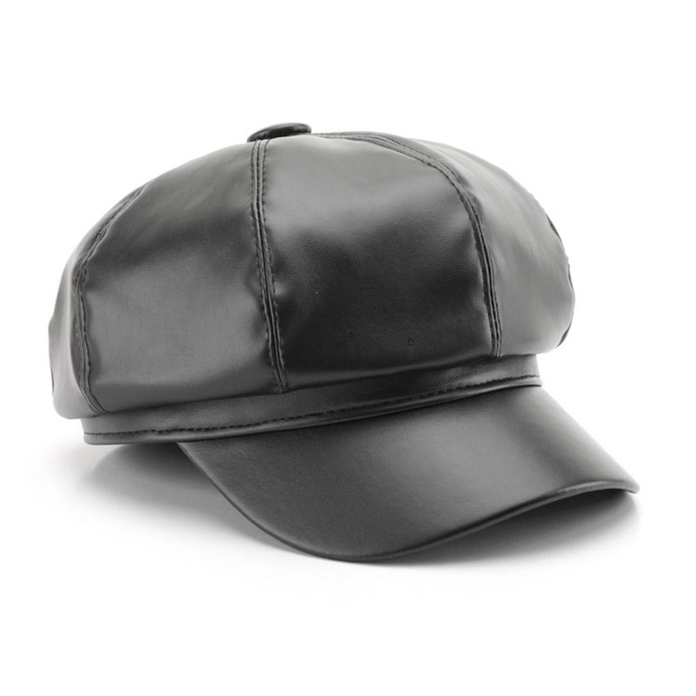 8 Panels Newsboy Caps for Women PU Leather Cabbie Painter Hat Beret Cap ...