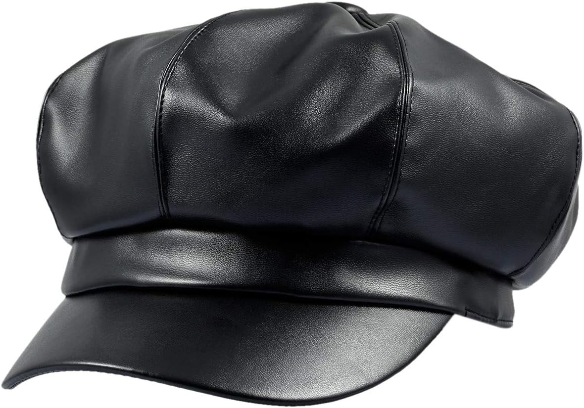 8 Panels Newsboy Caps for Women, PU Leather Cabbie Painter Hat Gatsby ...