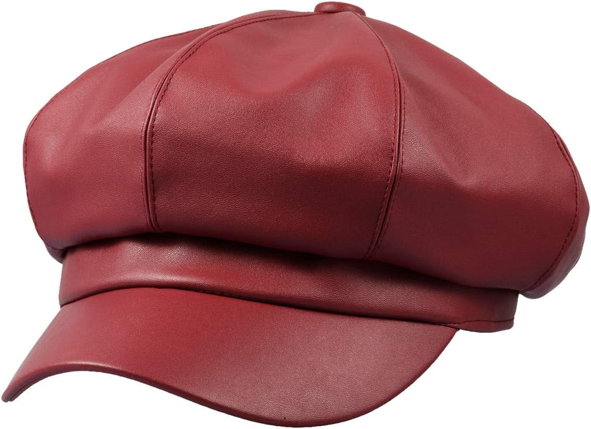 8 Panels Newsboy Caps for Women, PU Leather Cabbie Painter Hat Gatsby ...