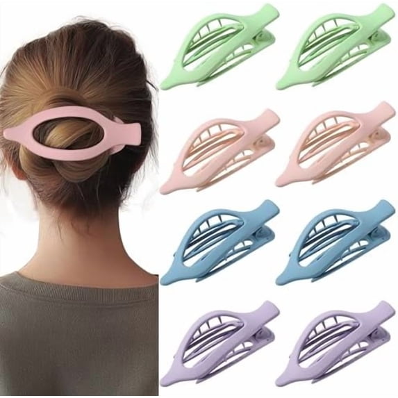 8 Pastel Flat Hair Clips for Girls - Cute Matte Claw Clips in , Blue ...