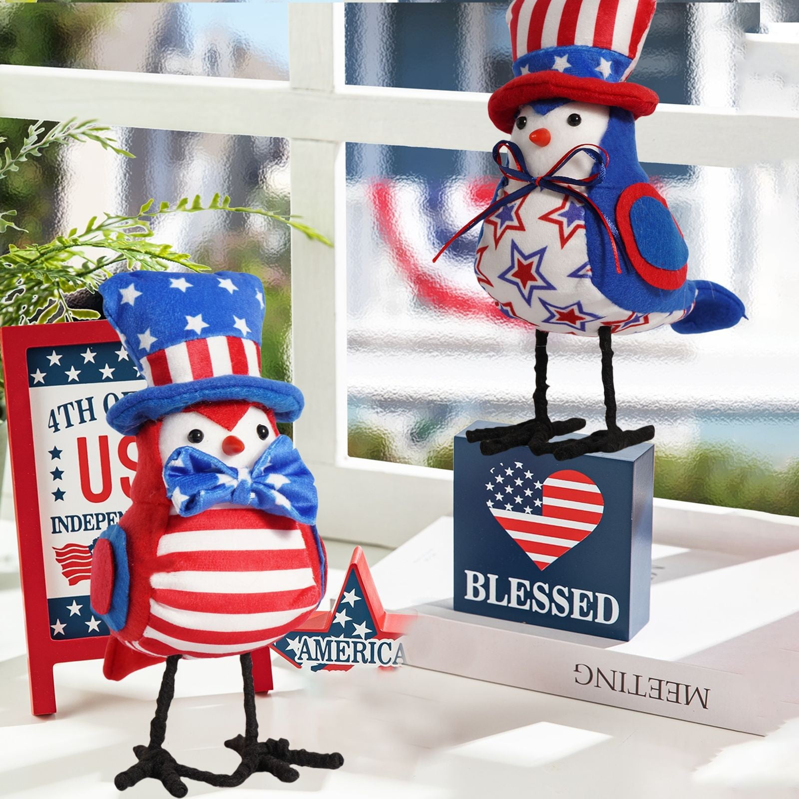 8" Patriotic Plush Birds, 4th of July Decorations Handmade American ...