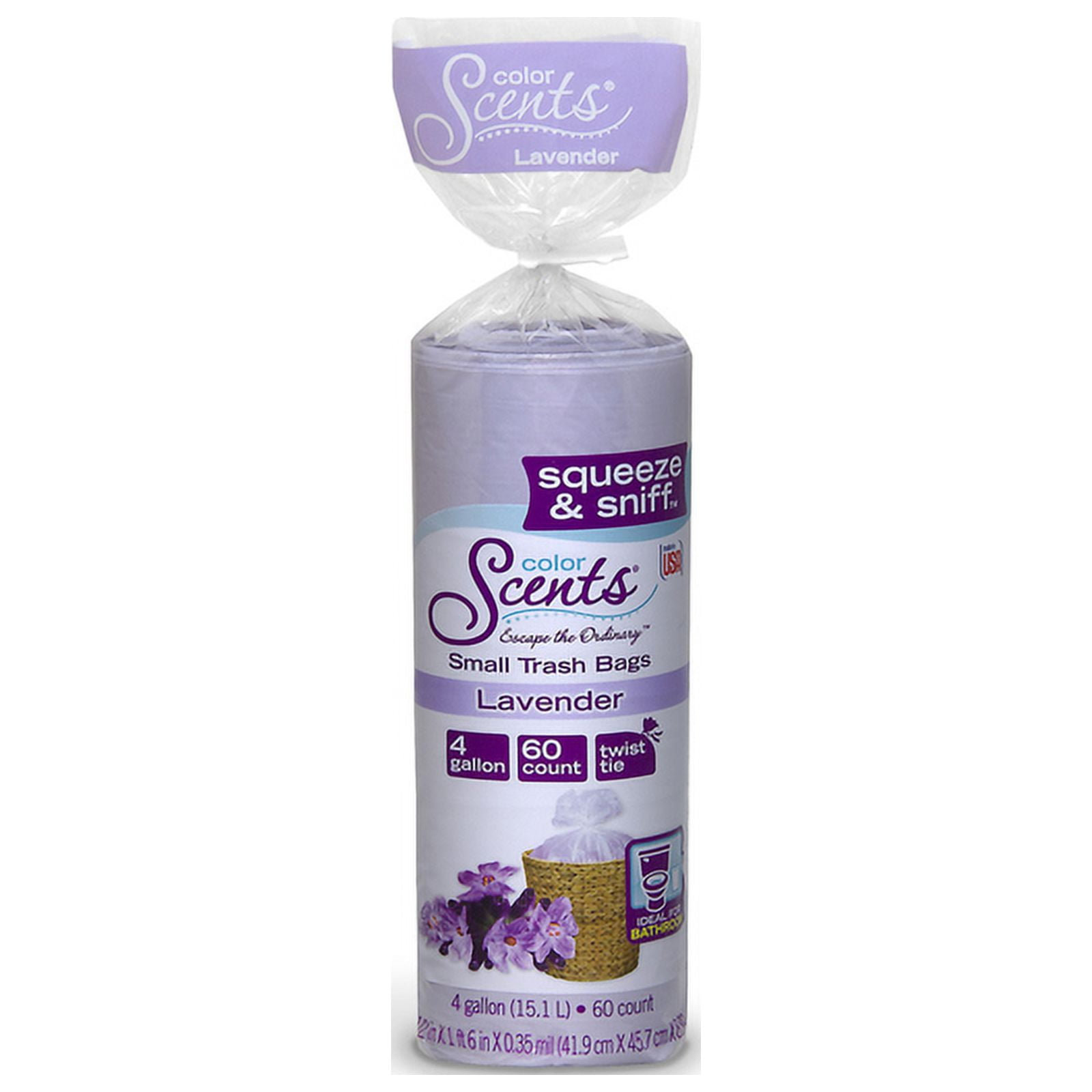 8 Pc, Color Scents 4 Gal Lavender Scent Trash Bags Twist Tie 60 Pk 0.35 ...