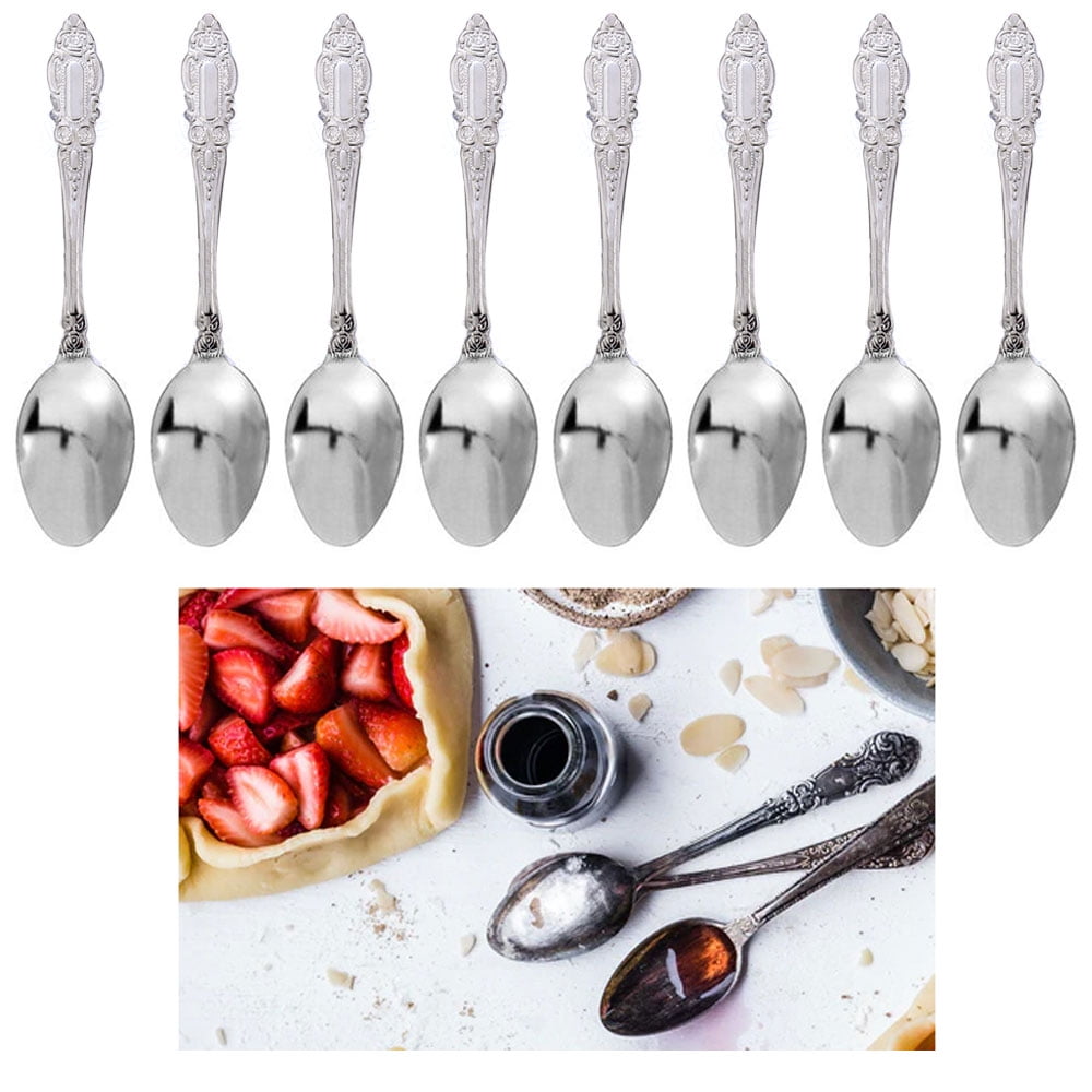 8 Pc Dinner Spoons Set Silverware Cutlery Stainless Steel Flatware Soup ...