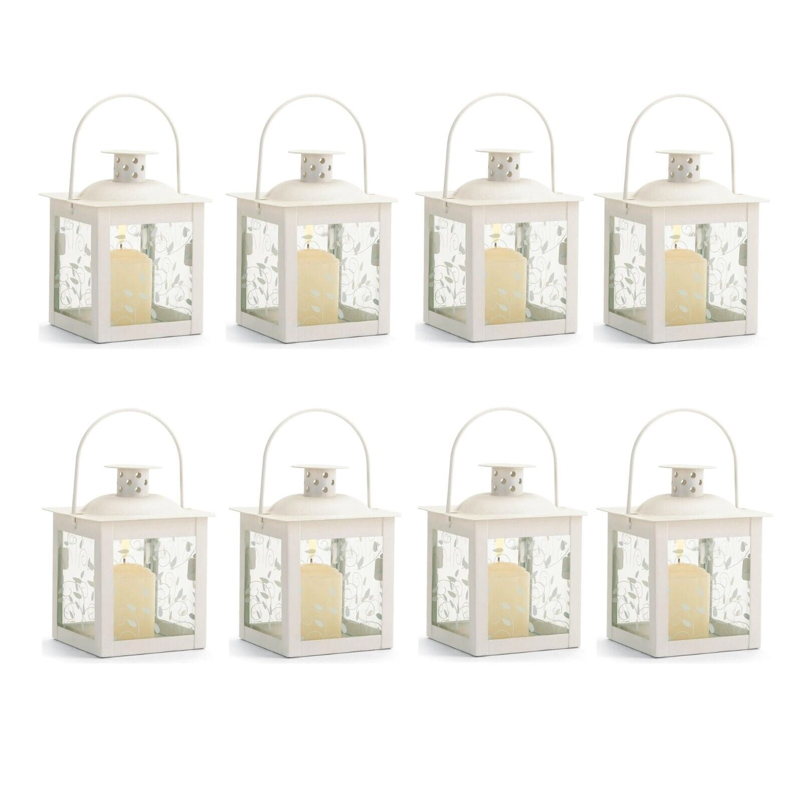 8 Pc Discount Wedding Lot Candle White Lantern Carry Handle Vine Glass ...
