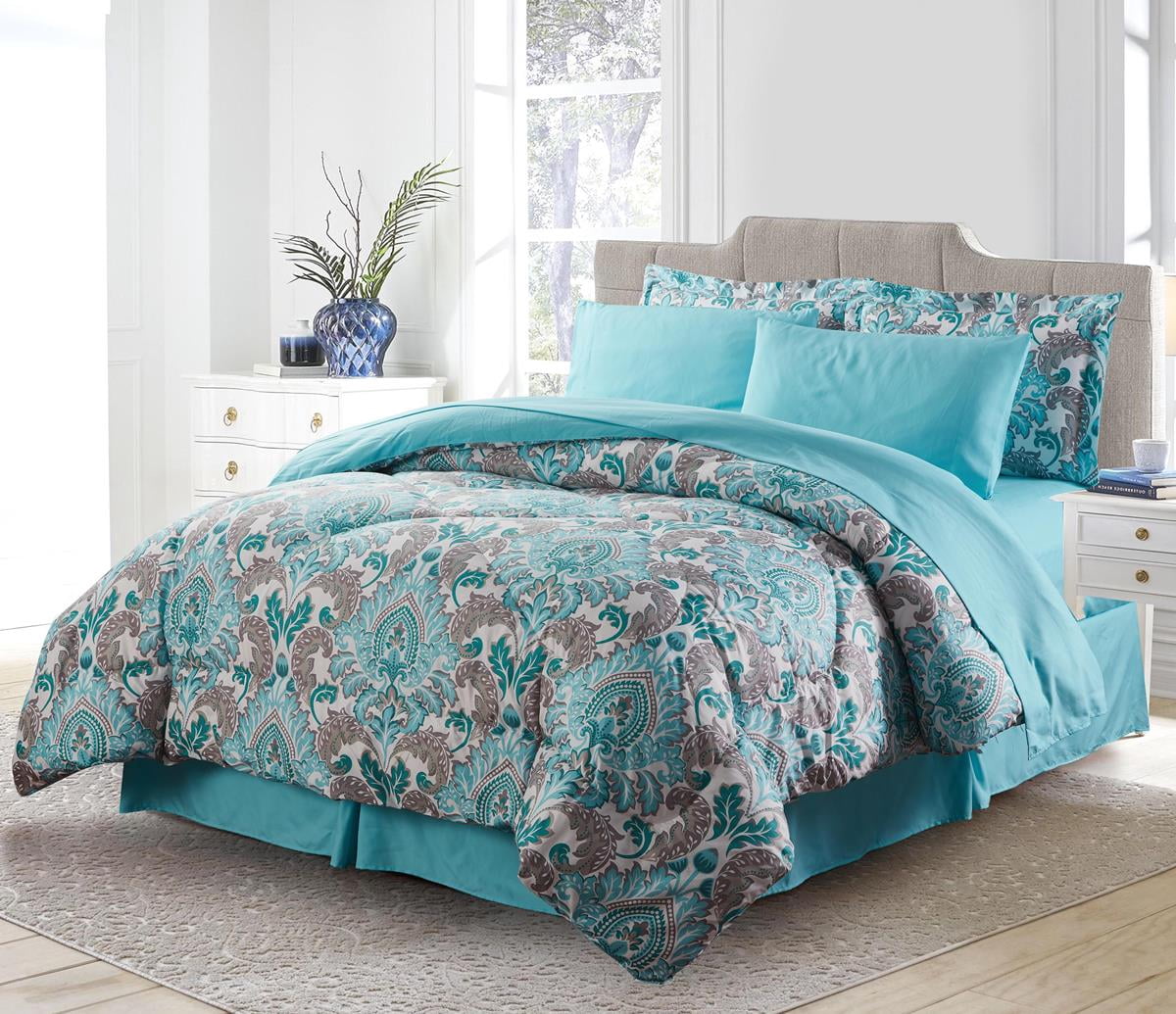 Bibb Home 8 Pc Down Alternative Comforter Set - Bedroom Bedding ...