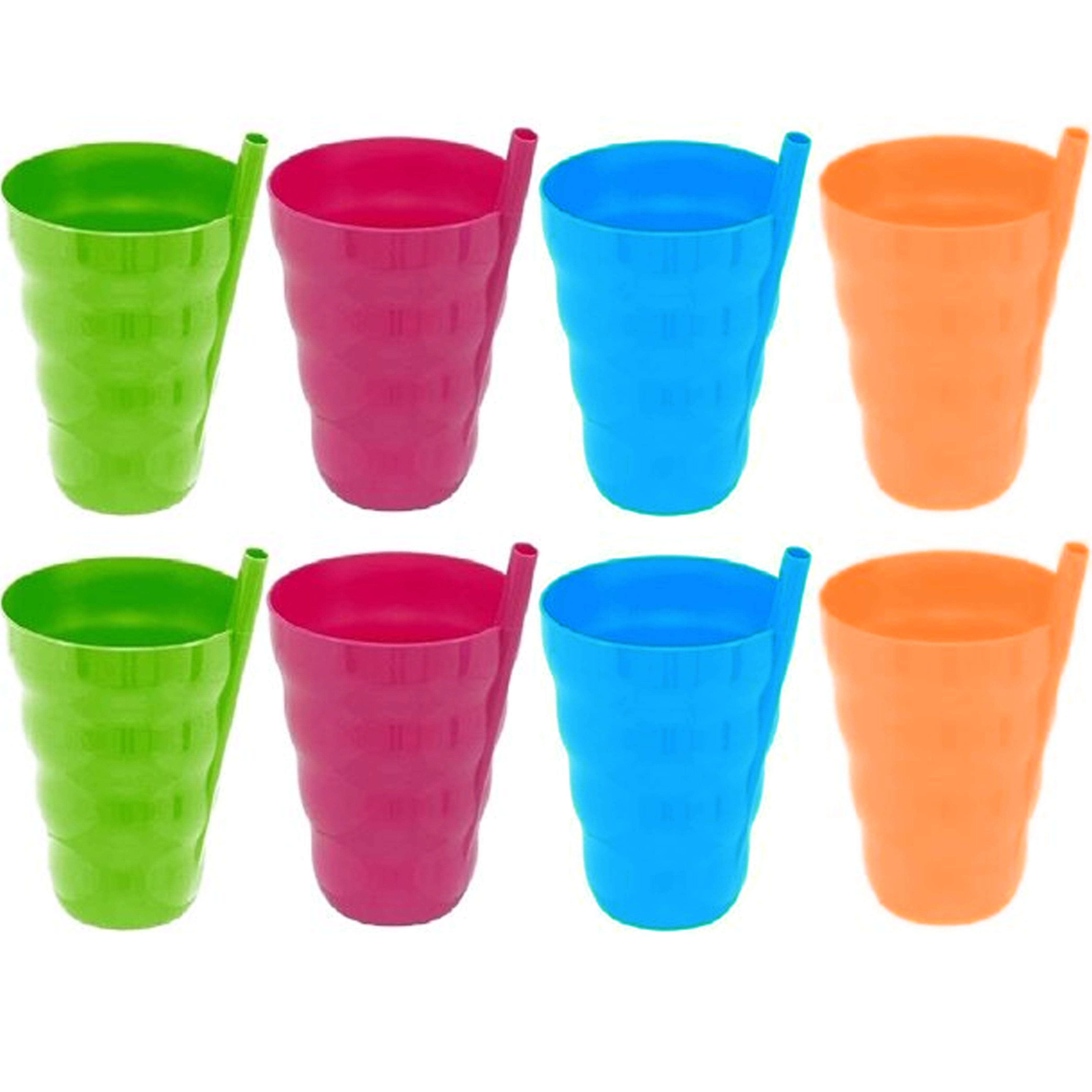 8 Pc Drinking Cups Built In Straw Reusable Children Sip Mug Drink ...