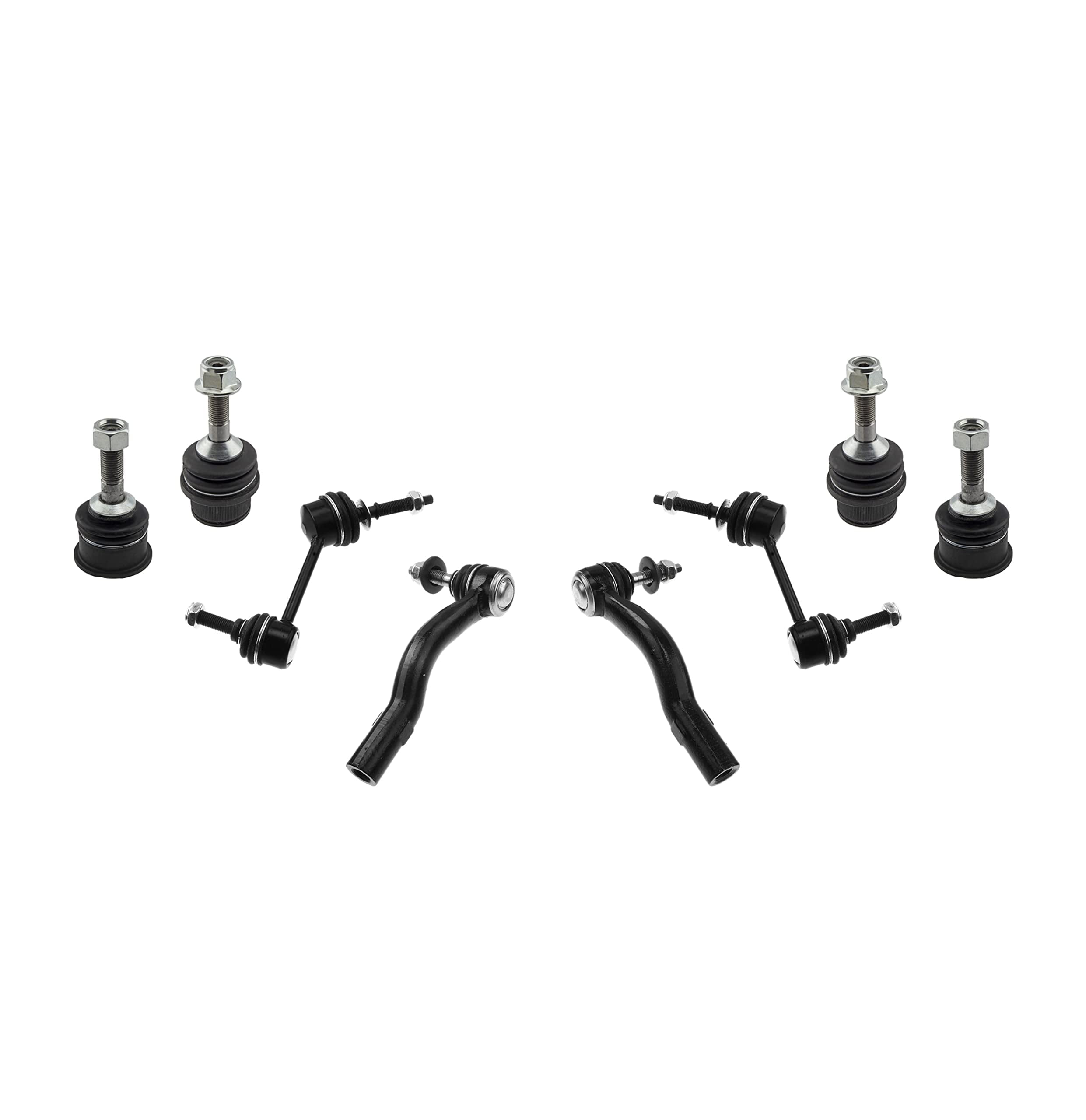 8 Pc Front Lower & Upper Ball Joints + Outer Tie Rod Ends + Sway Bar ...