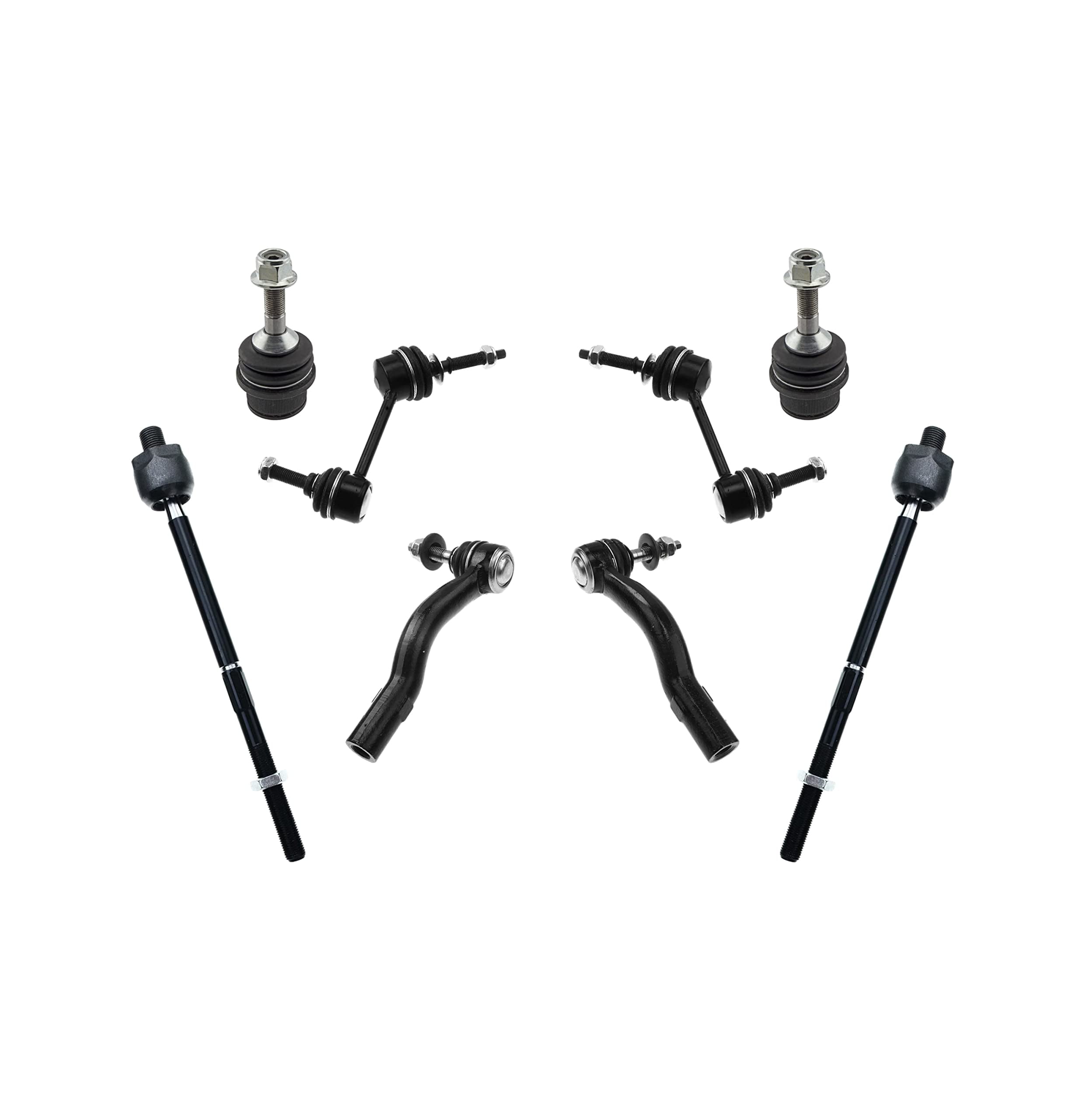 8 Pc Front Suspension Kit Outer & Inner Tie Rod Ends, Stabilizer Sway ...