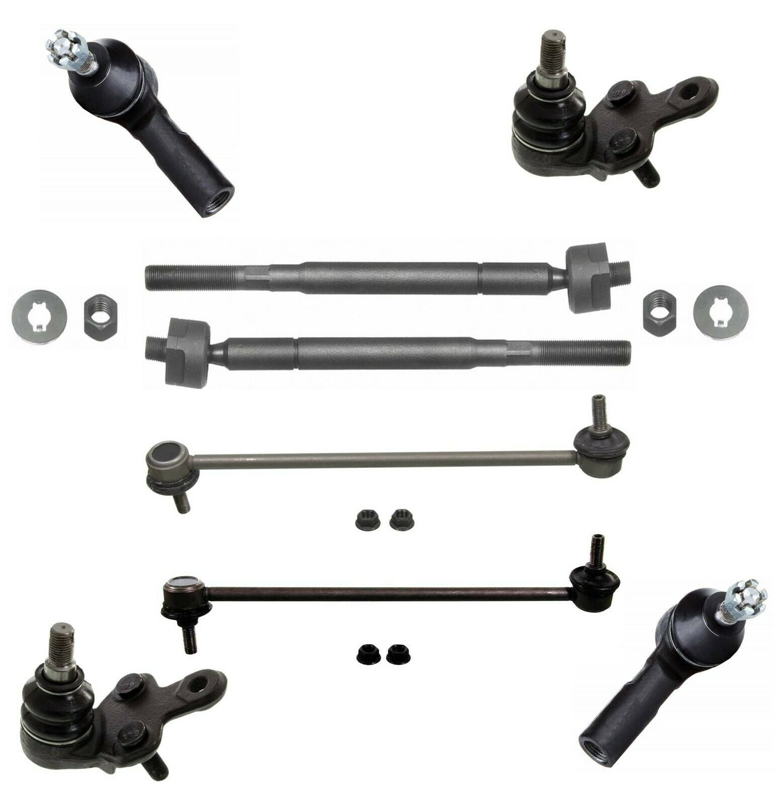 8 Pc Front Suspension Lower Ball Joints Inner & Outer Tie Rods Sway Bar ...