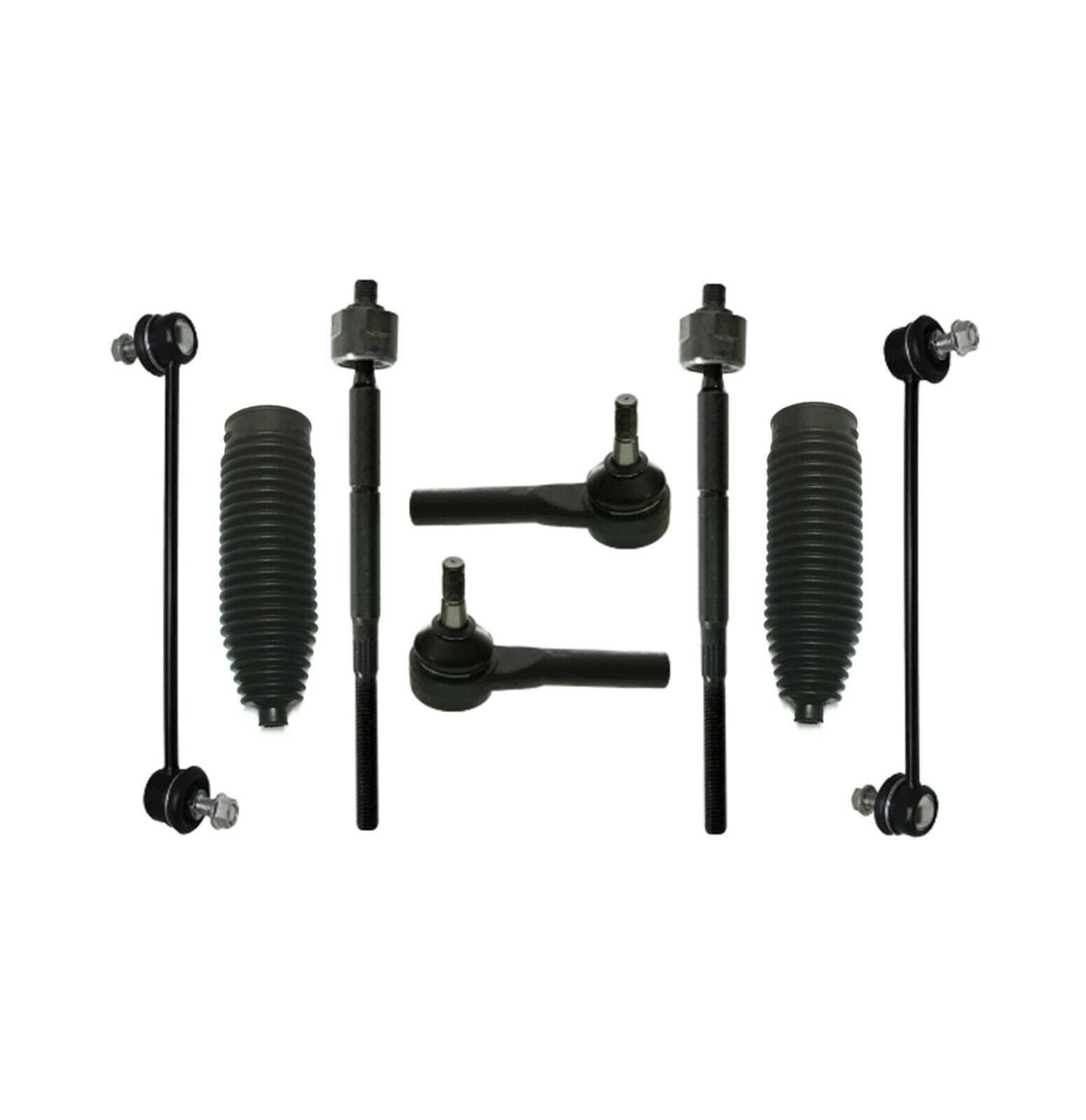 8 Pc Front Suspension Sway Bar Links Tie Rod Ends Outer Inner Rack and ...