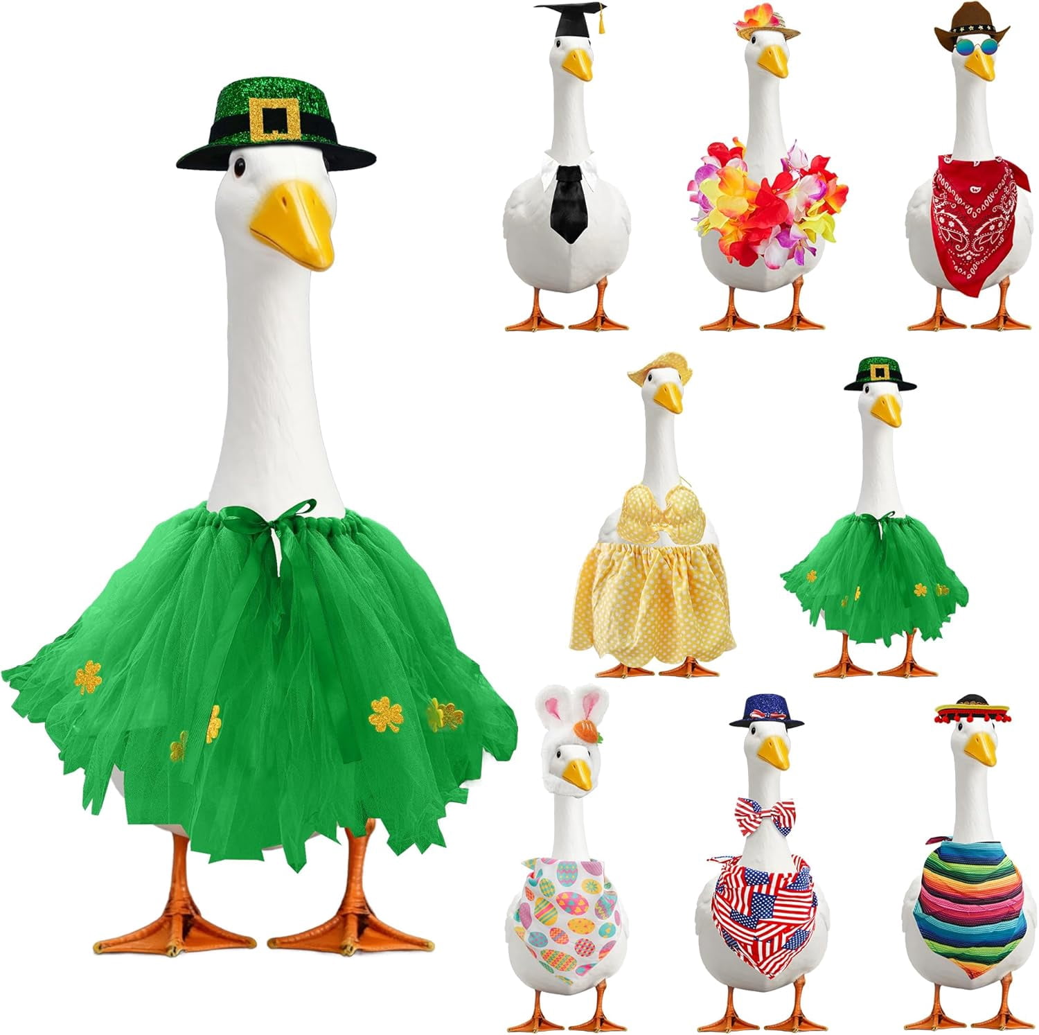 8 Pc Seasonal Goose Decor Outfit Bundle for Porch & Lawn - Holiday ...
