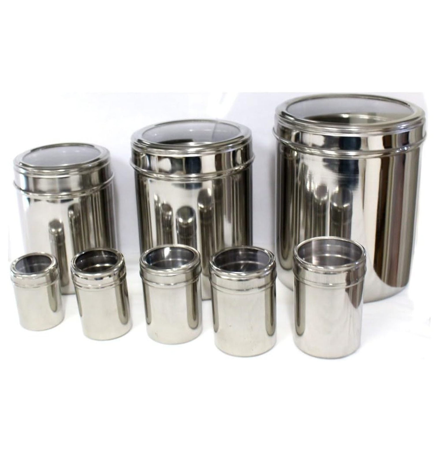 8-Pc Stainless Steel Canister Set with See-Through Lids | Food & Multi ...