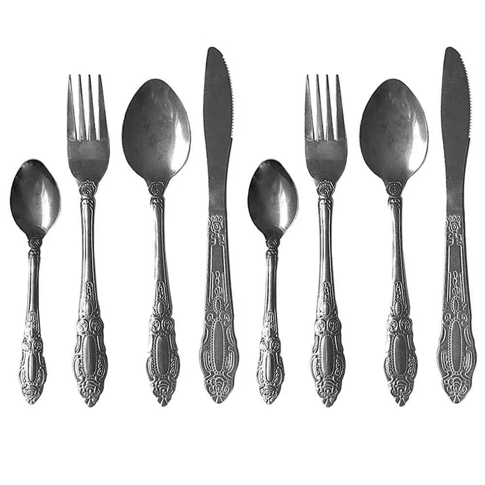 8 Pc Stainless Steel Cutlery Eating Utensil Flatware Forks Spoons ...