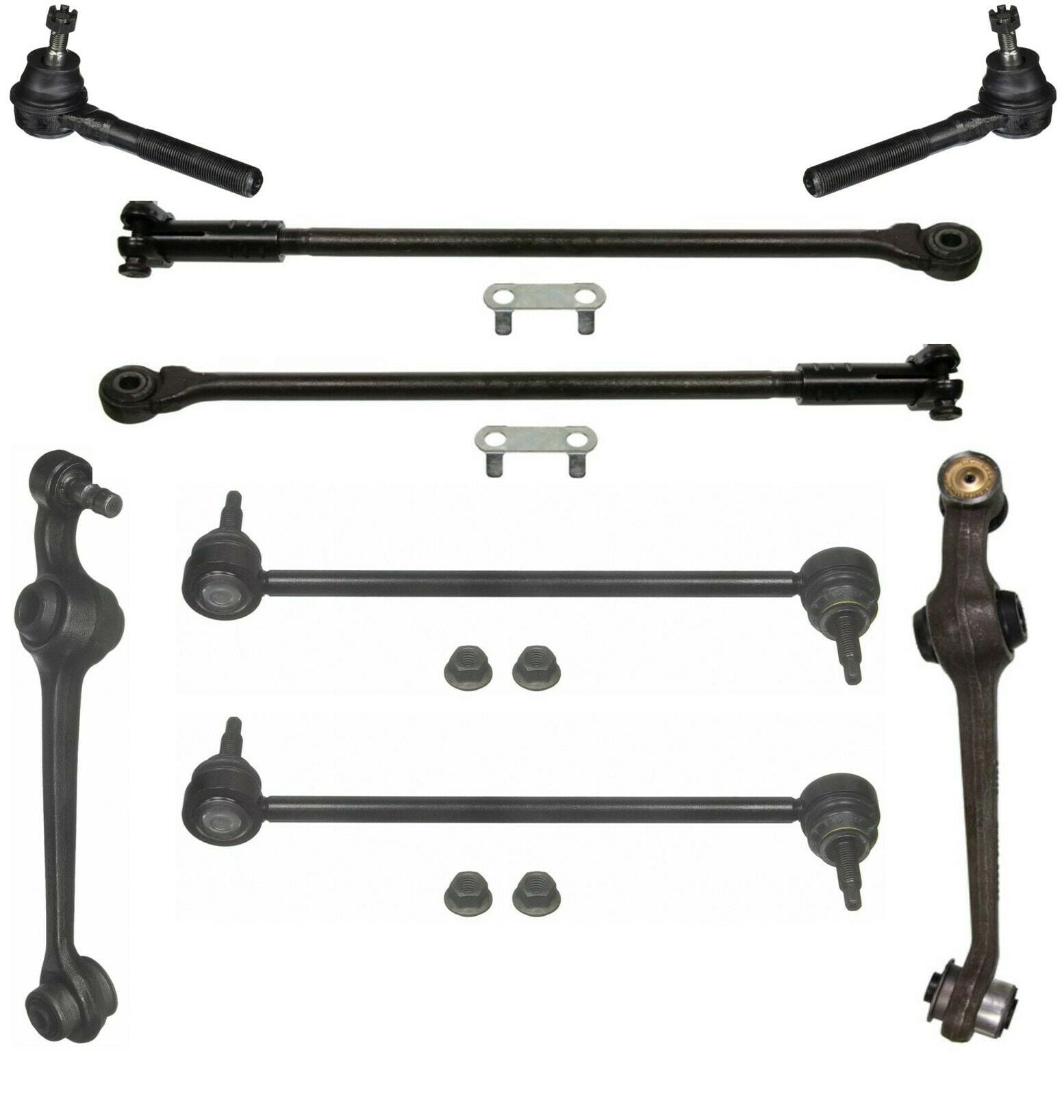 8 Pc Suspension Kit Front Inner & Outter Tie Rod Lower Control Arm Left ...