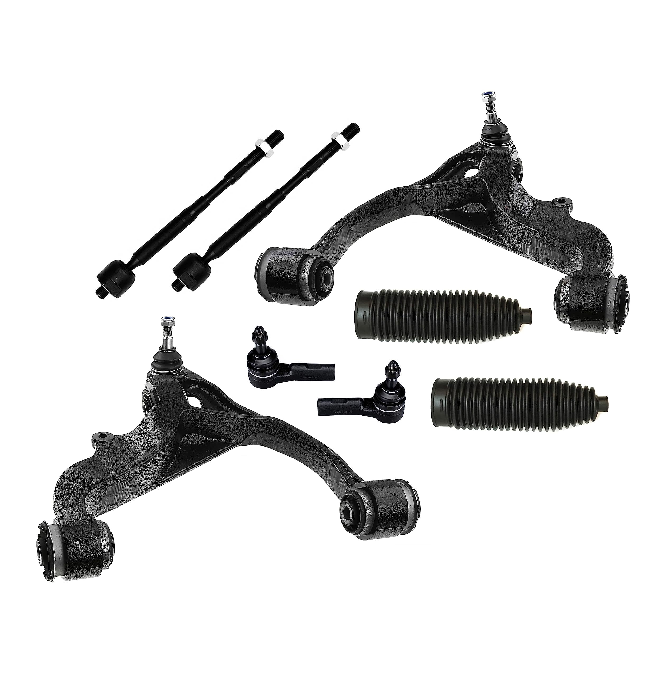 8 Pc Suspension Kit Lower Control Arms + Outer & Inner Tie Rod Ends ...