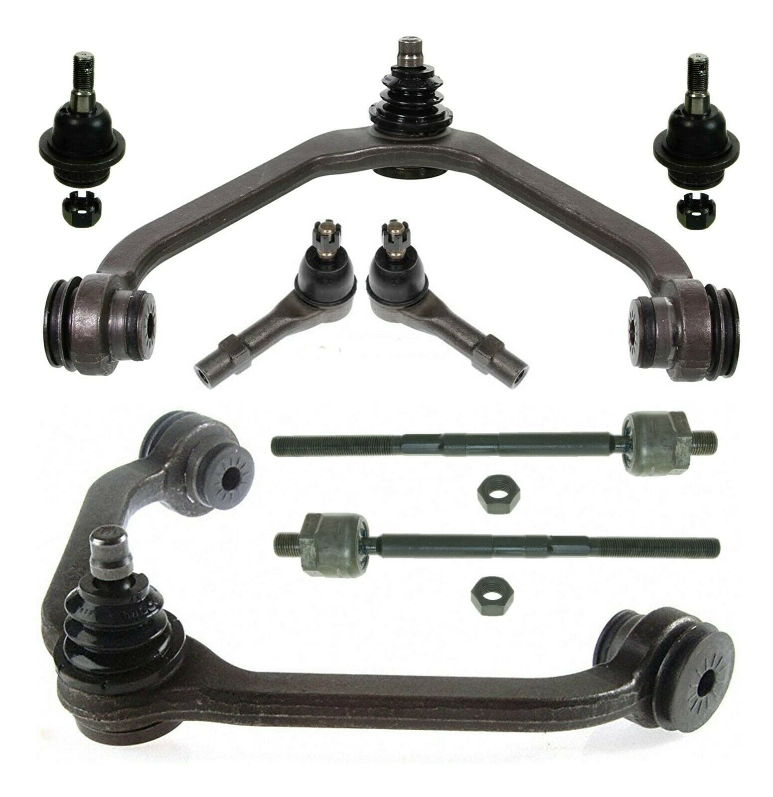 8 Pc Suspension Steering Kit Inner & Outer Tie Rod Ends Upper Control ...