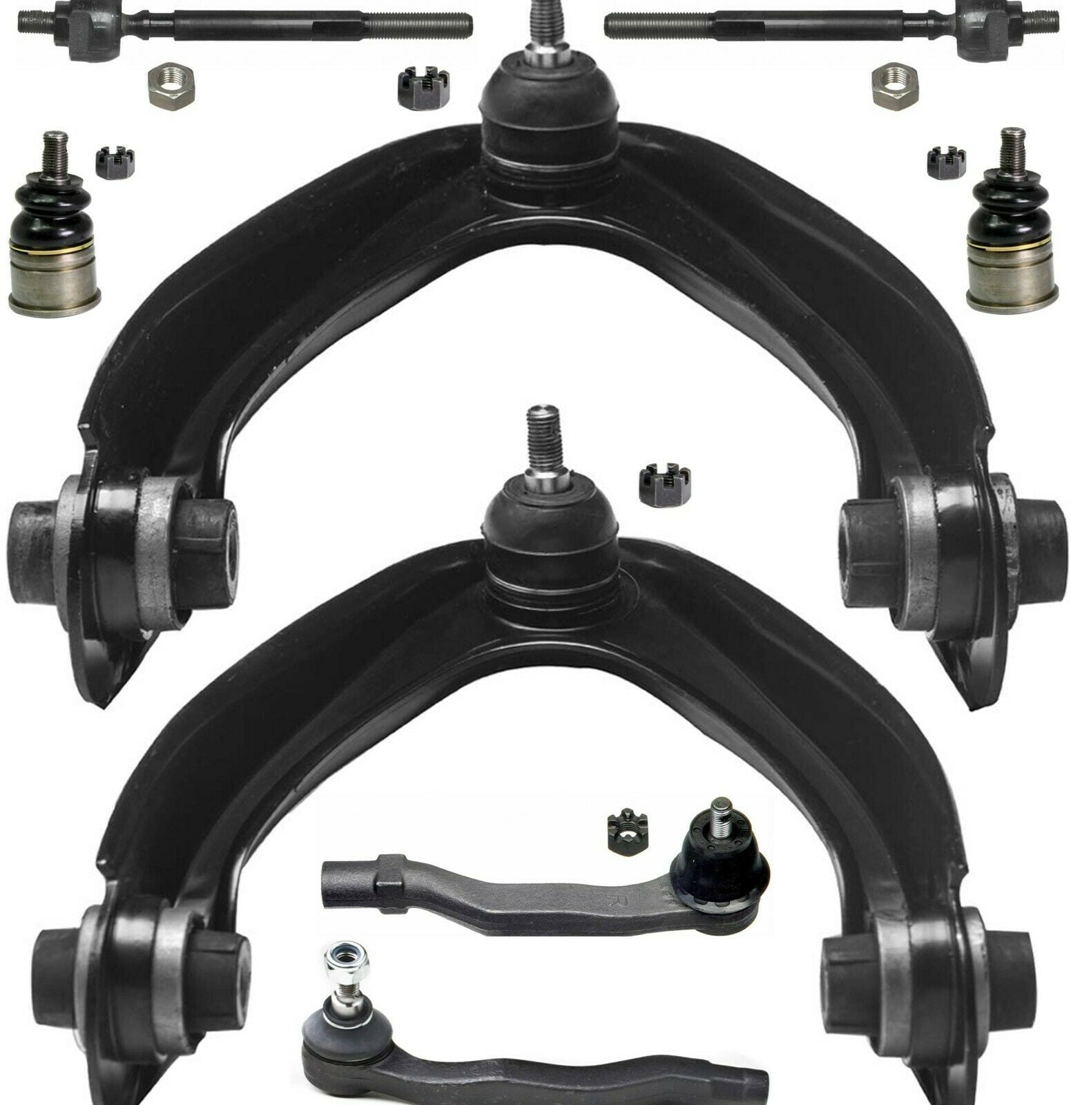 8 Pc Upper Control Arm Lower Ball Joints Inner & Outer Tie Rod Ends ...