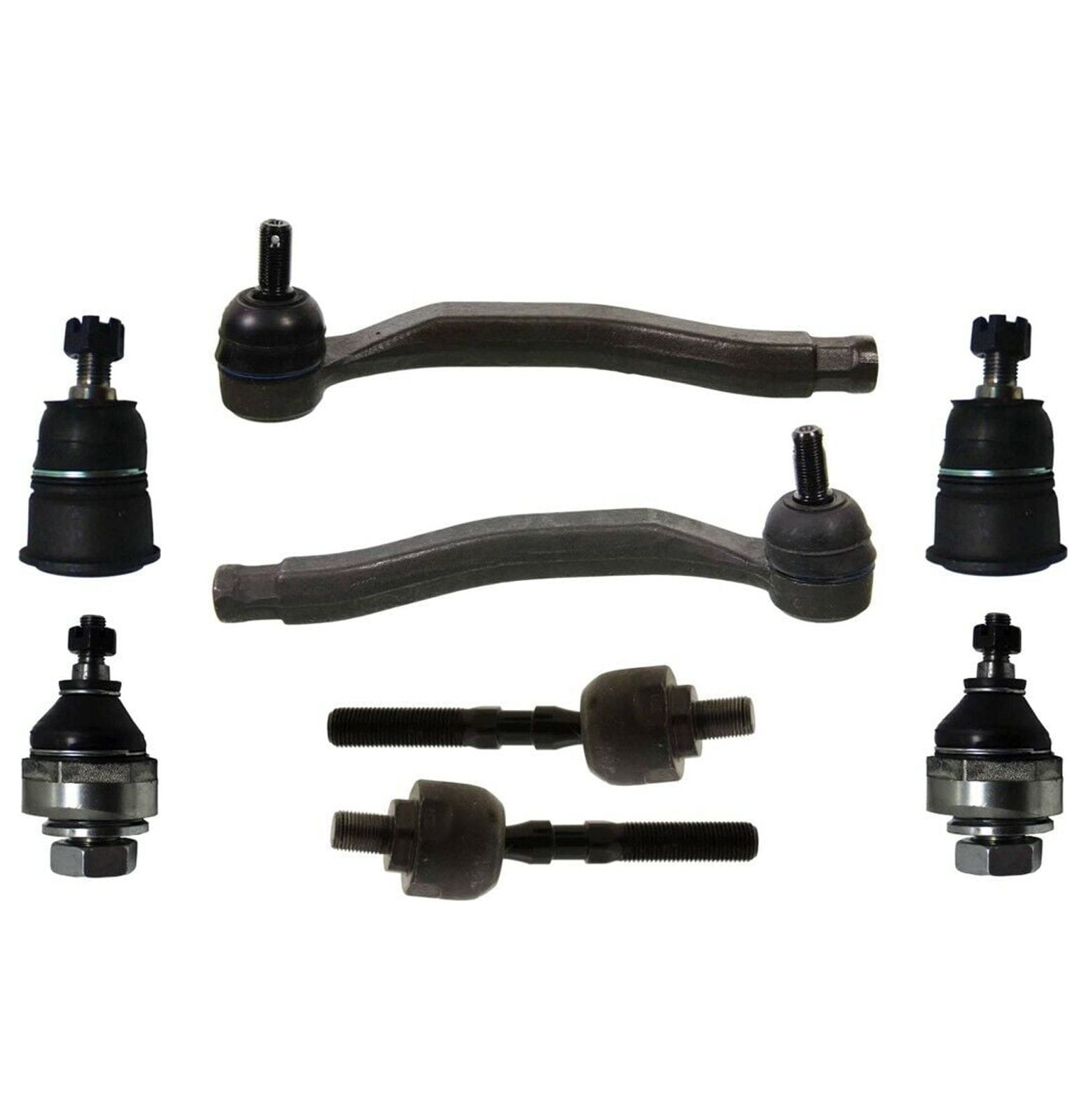 8 Pc Upper Lower Ball Joints + Inner Outer Tie Rod Ends Suspension Kit ...