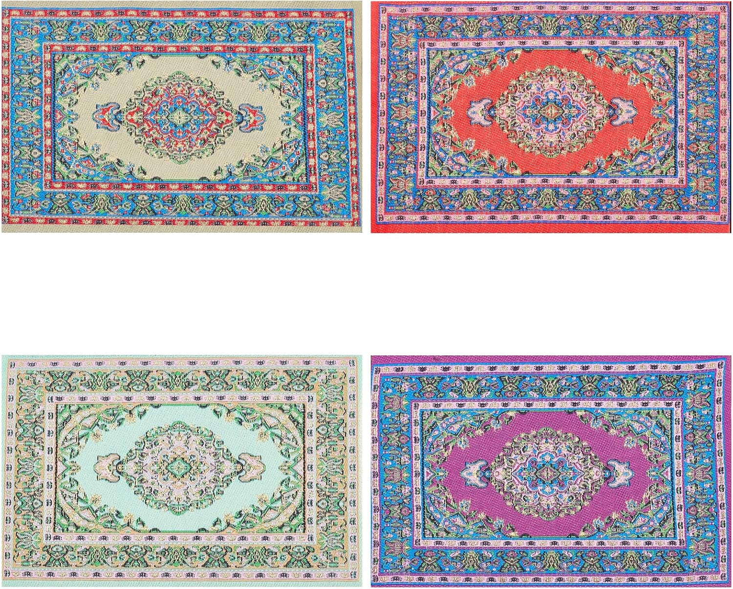 8 Pcs 1:12 Miniature Carpet Floral Print Vintage Woven Rugs Miniature ...