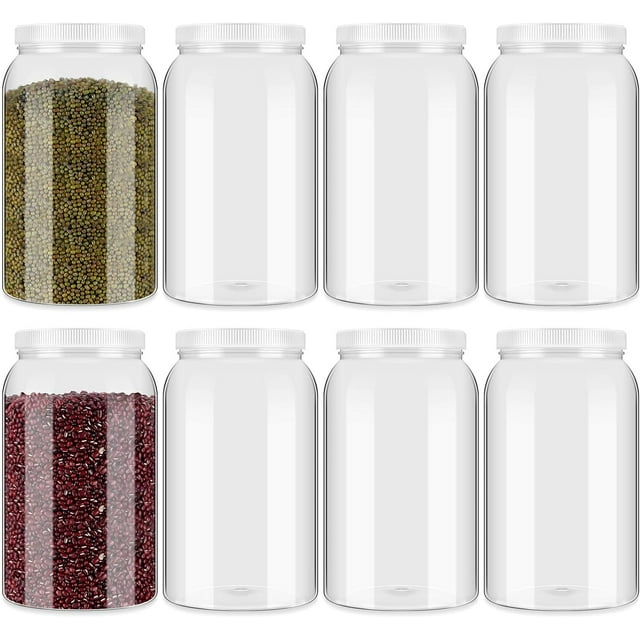 8 Pcs 1 Gallon Clear Plastic Jars Airtight Pantry Large Mouth Large Jar ...
