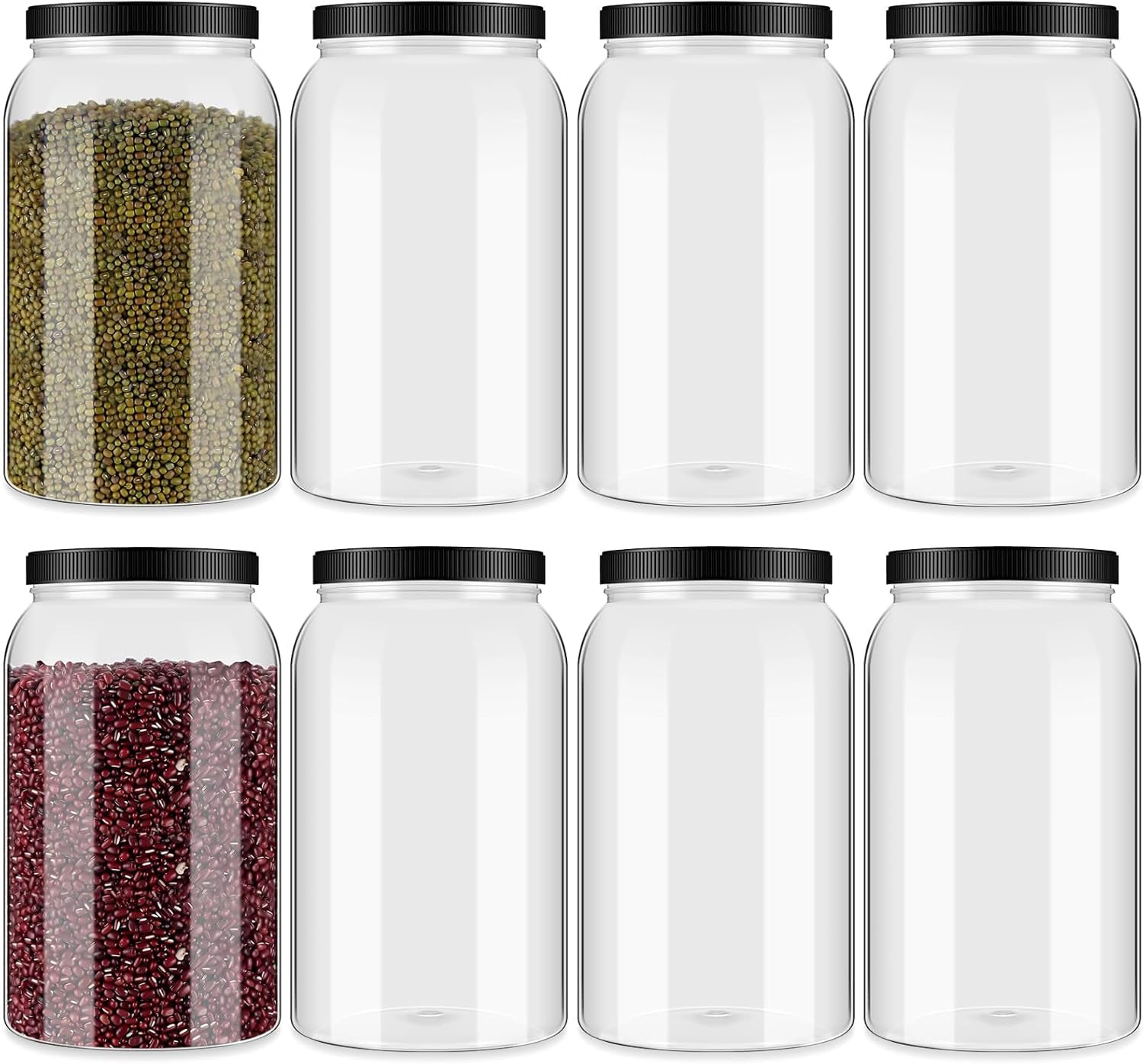 8 Pcs 1 Gallon Clear Plastic Jars Airtight Pantry Large Mouth Jars ...