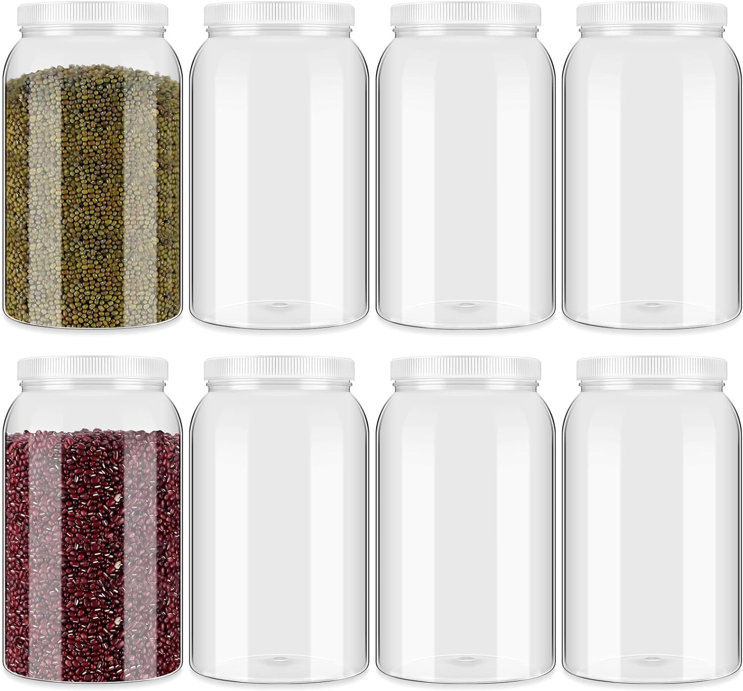 8 Pcs 1 Gallon Clear Plastic Jars Airtight Pantry Large Mouth Jars ...