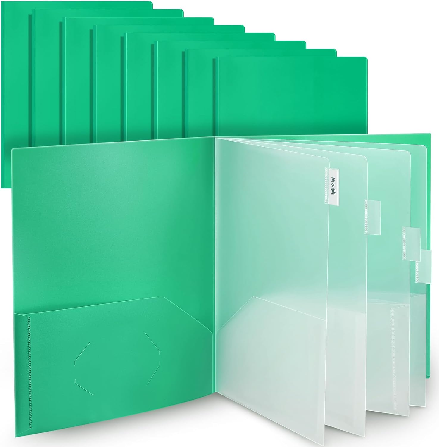 8 Pcs 10 Pocket Folders Sturdy Plastic Multi Pockets Folder Letter Size ...