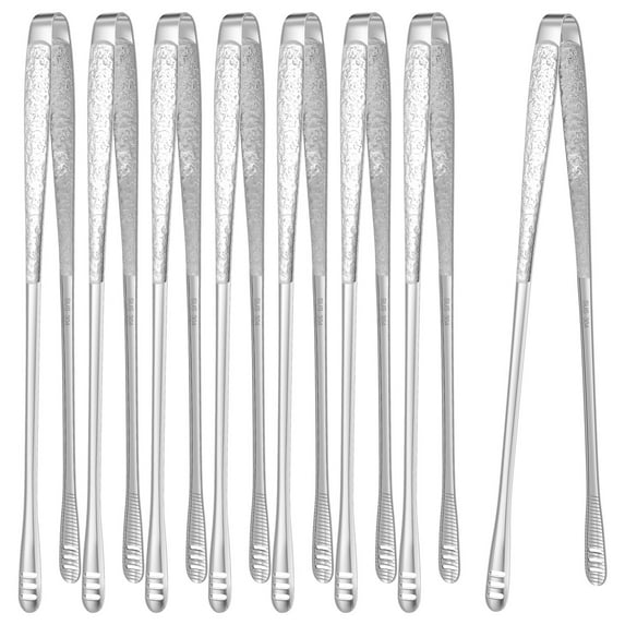 8 Pcs 11 Inch Kitchen Tong Korean BBQ Tweezer for Cooking Stainless ...
