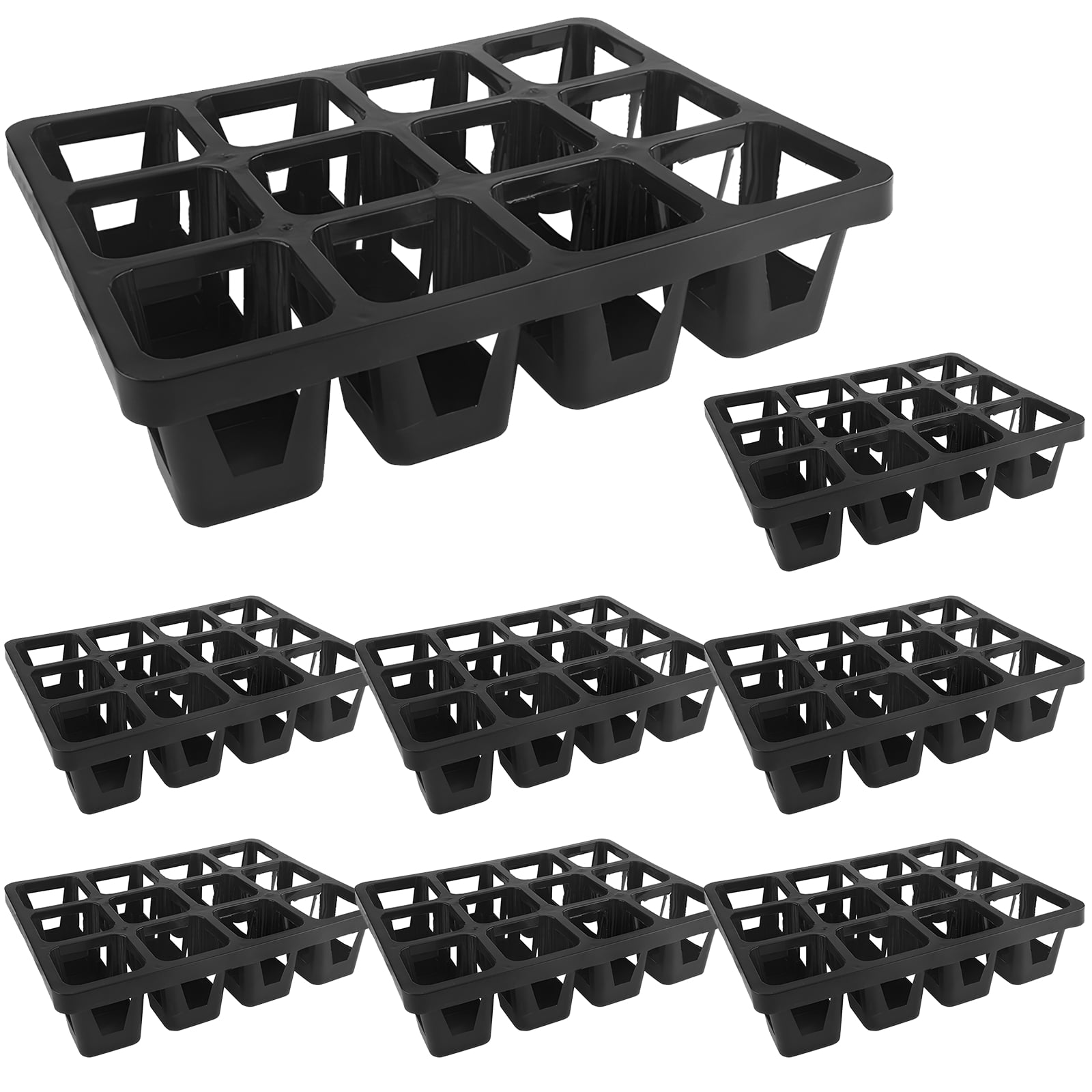 8 Pcs 12-Hole Stackable Plastic Plant Stand, Large Capacity Outdoor ...