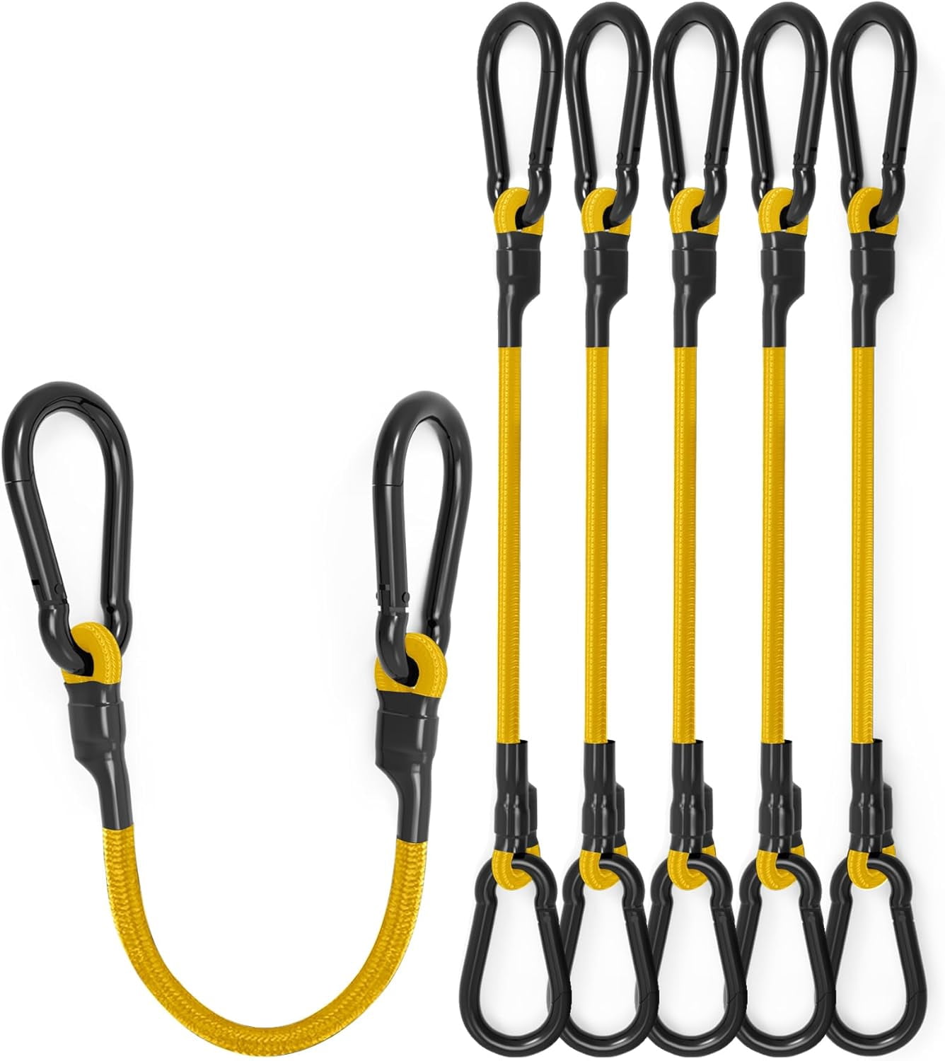8 Pcs 12 Inch Heavy Duty Carabiner Bungee Cord Outdoor with 190 Lbs Max ...