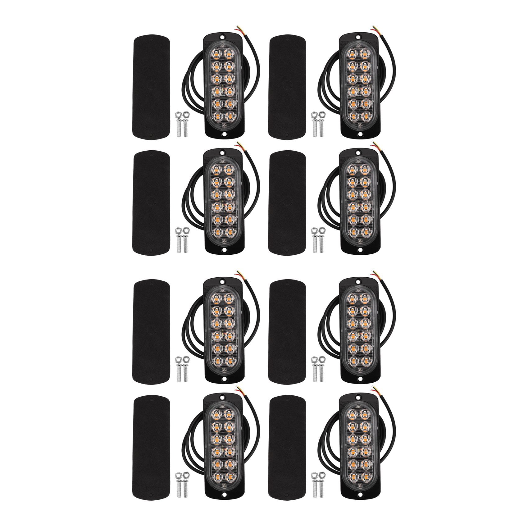 8 Pcs 12-LED Amber Flash Flashing Recovery Strobe Car Emergency Signal ...