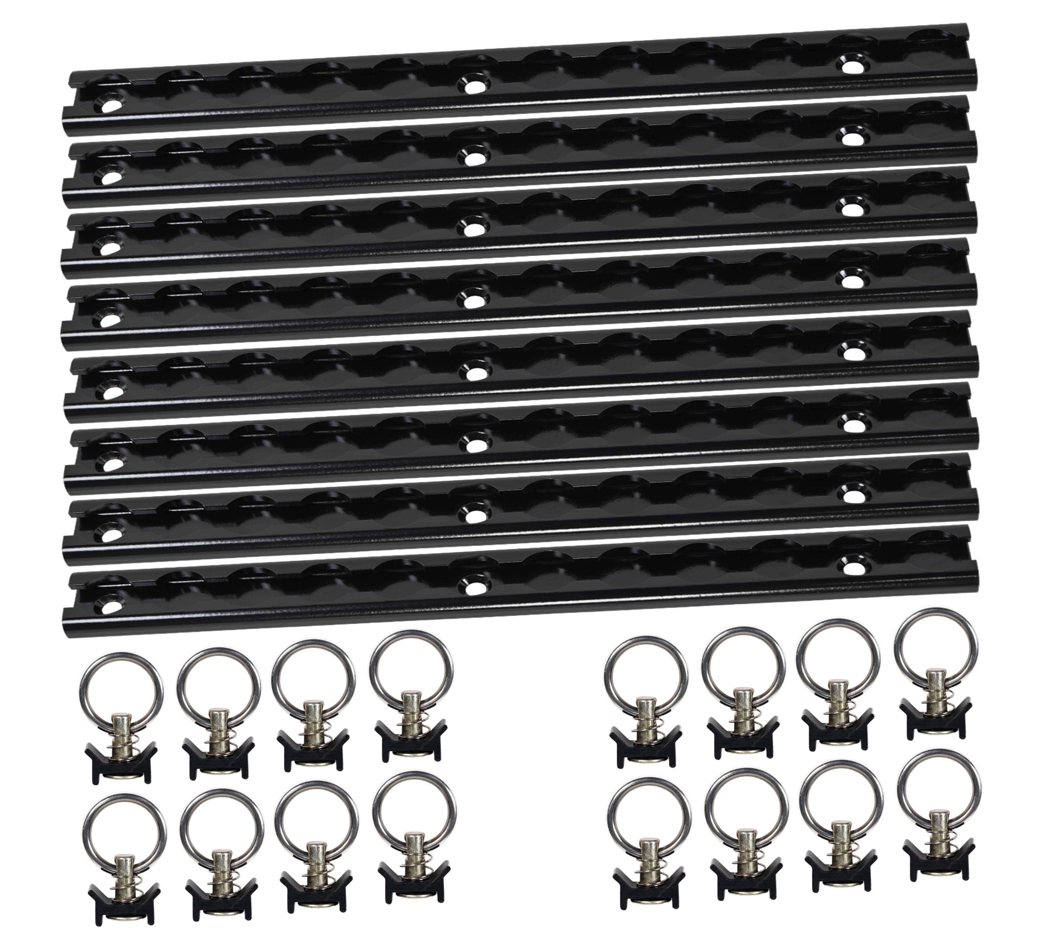 8 Pcs of 12 inch Black L Track Rail & 16 Pcs of Single Stud Fitting ...