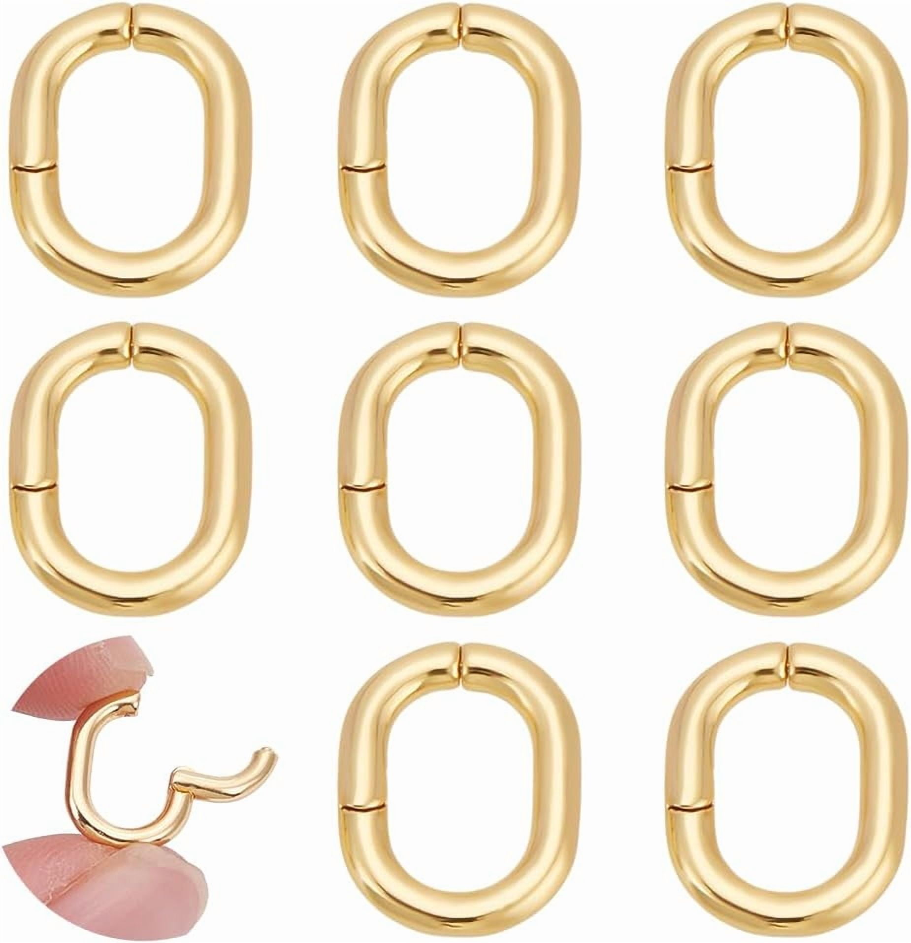8 Pcs 13mm 18K Gold Plated Spring Clasp Ring Oval Clasps Enhancer ...