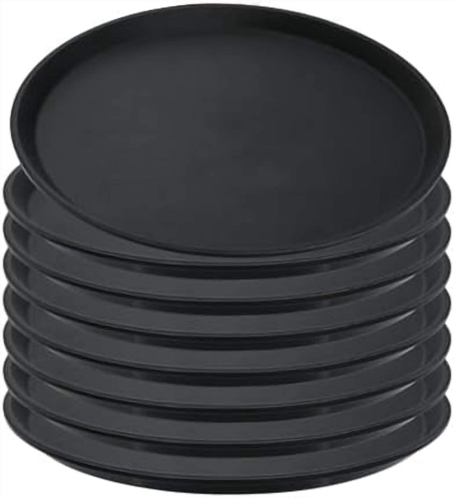 8 Pcs 14 Inch Black Round Restaurant Serving Tray - Plastic Food Meals ...