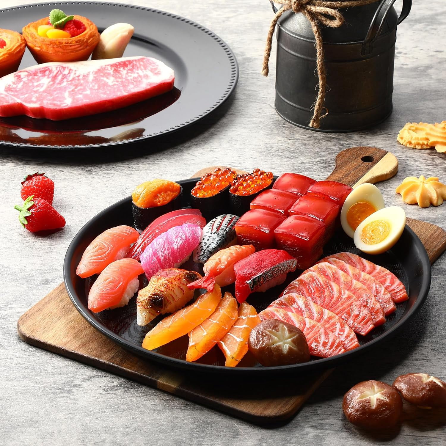 8 Pcs 14 Inch Round Restaurant Serving Trays Non Slip Surface Black ...