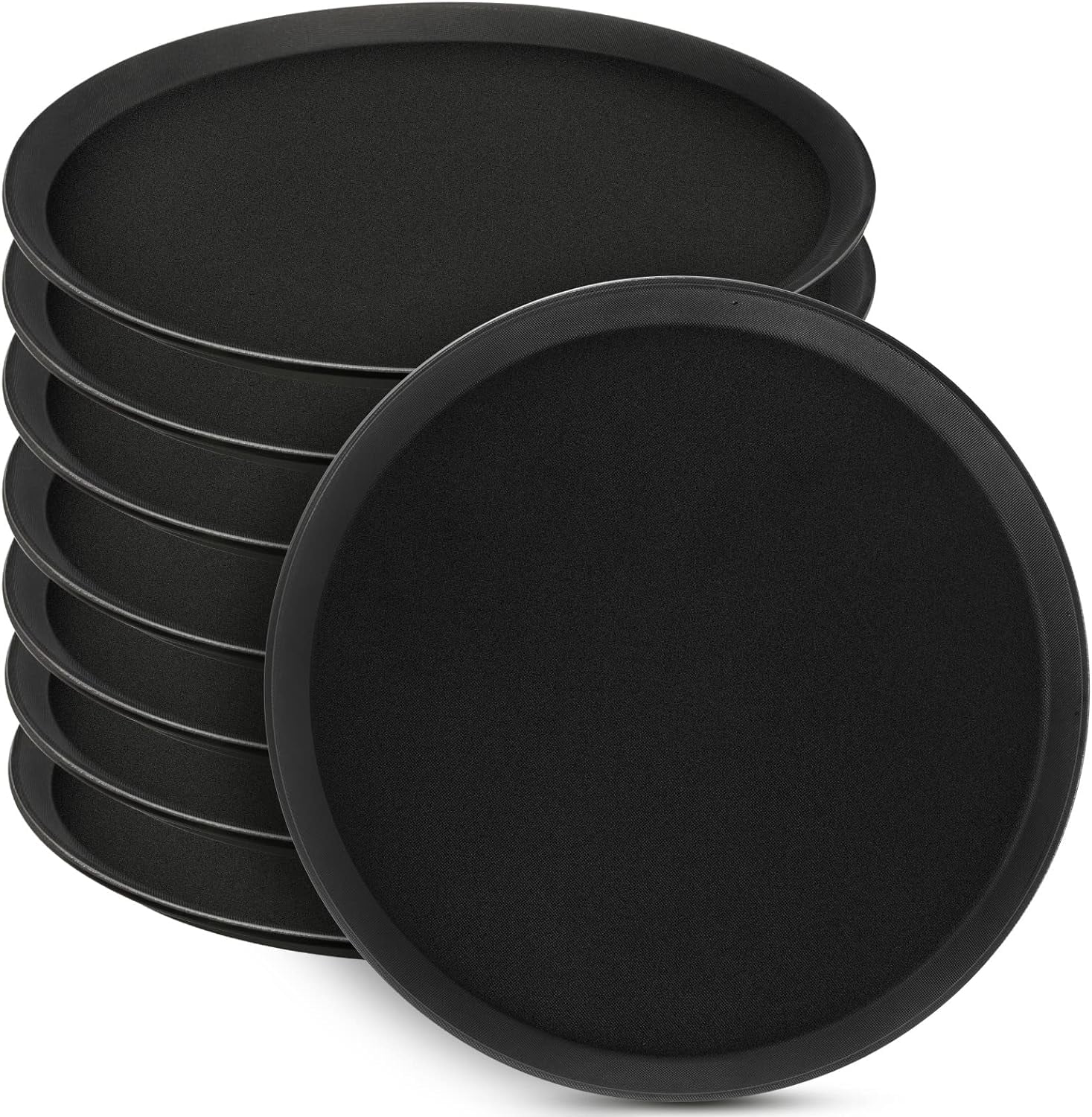 8 Pcs 16'' Large Restaurant Serving Trays with Rubber Lined Plastic Non ...