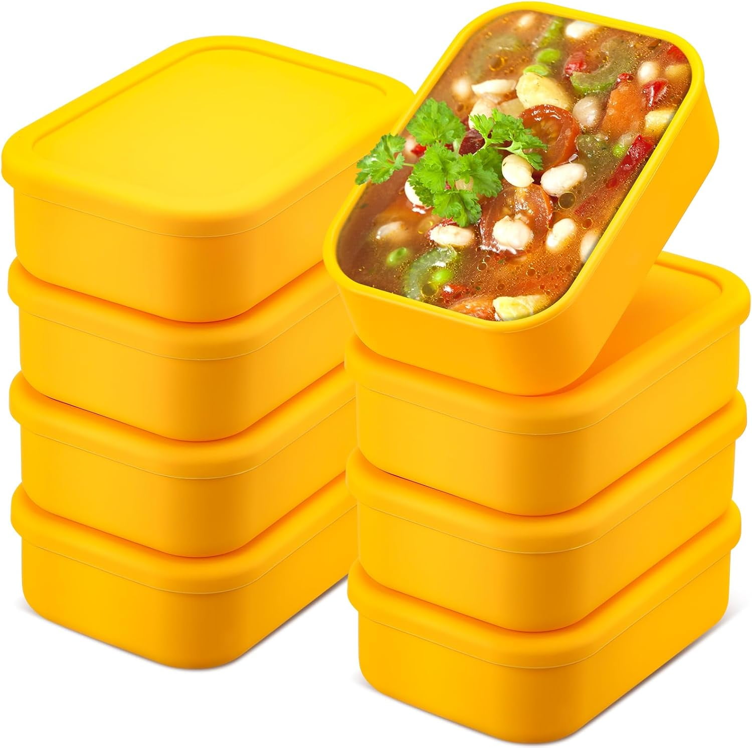 8 Pcs 2 Cup Silicone Freezer Trays with Lid Silicone Soup Freezer Molds ...