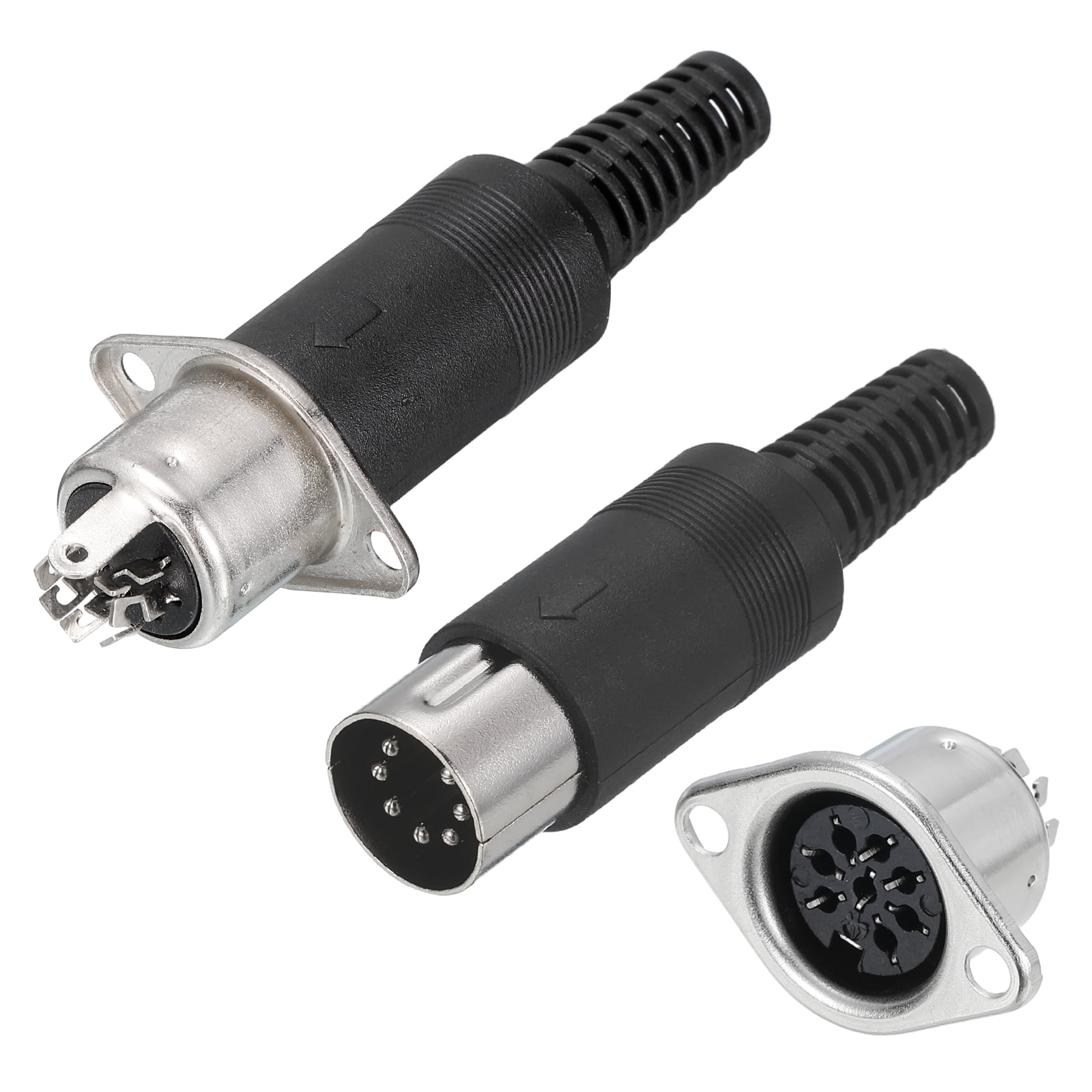 4 Pcs 8-Pin DIN Male Plug Connector+Female Adapter Recessed Socket ...