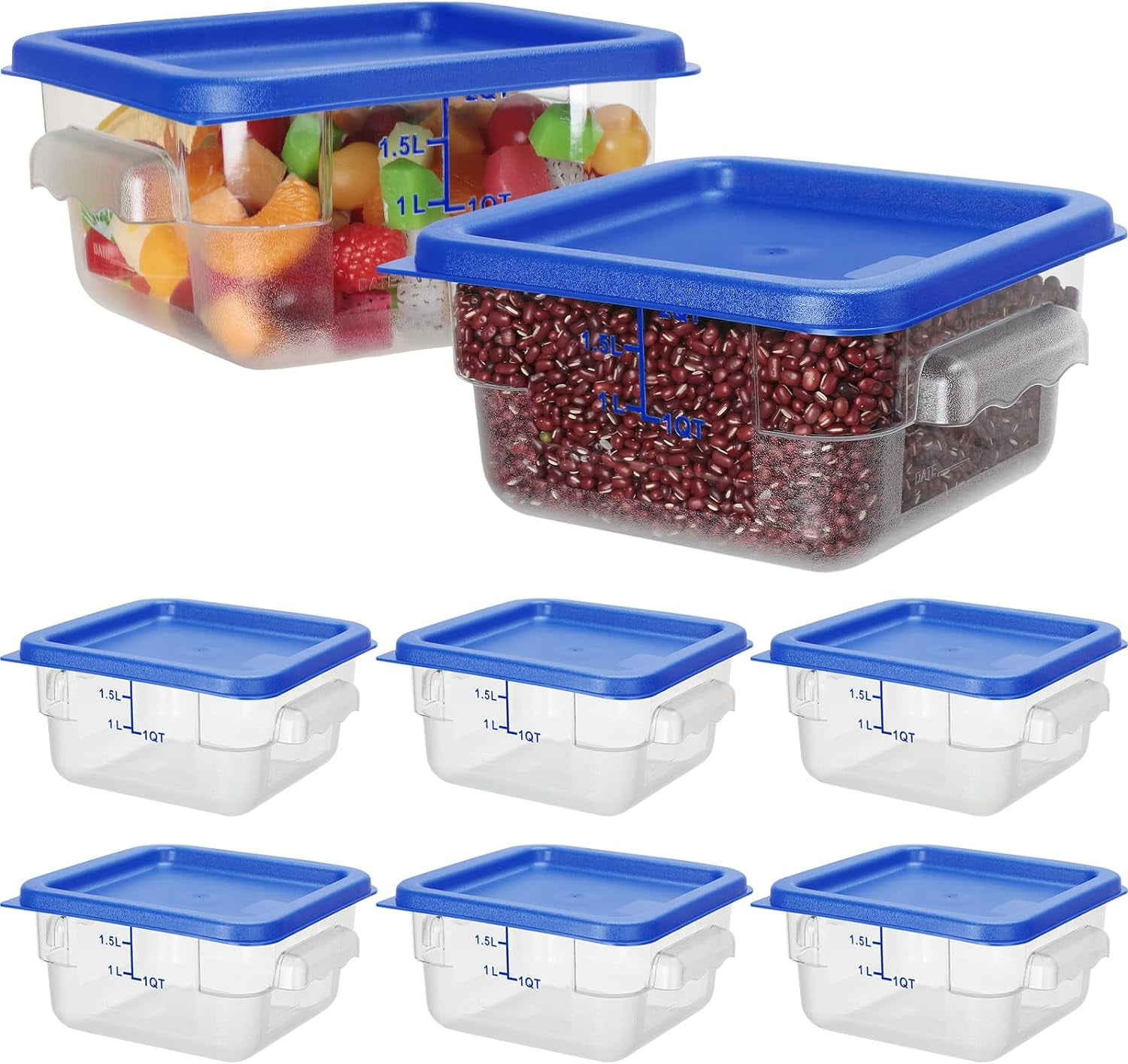 8 Pcs 2 Quart Food Storage Containers with Lids Clear Square ...