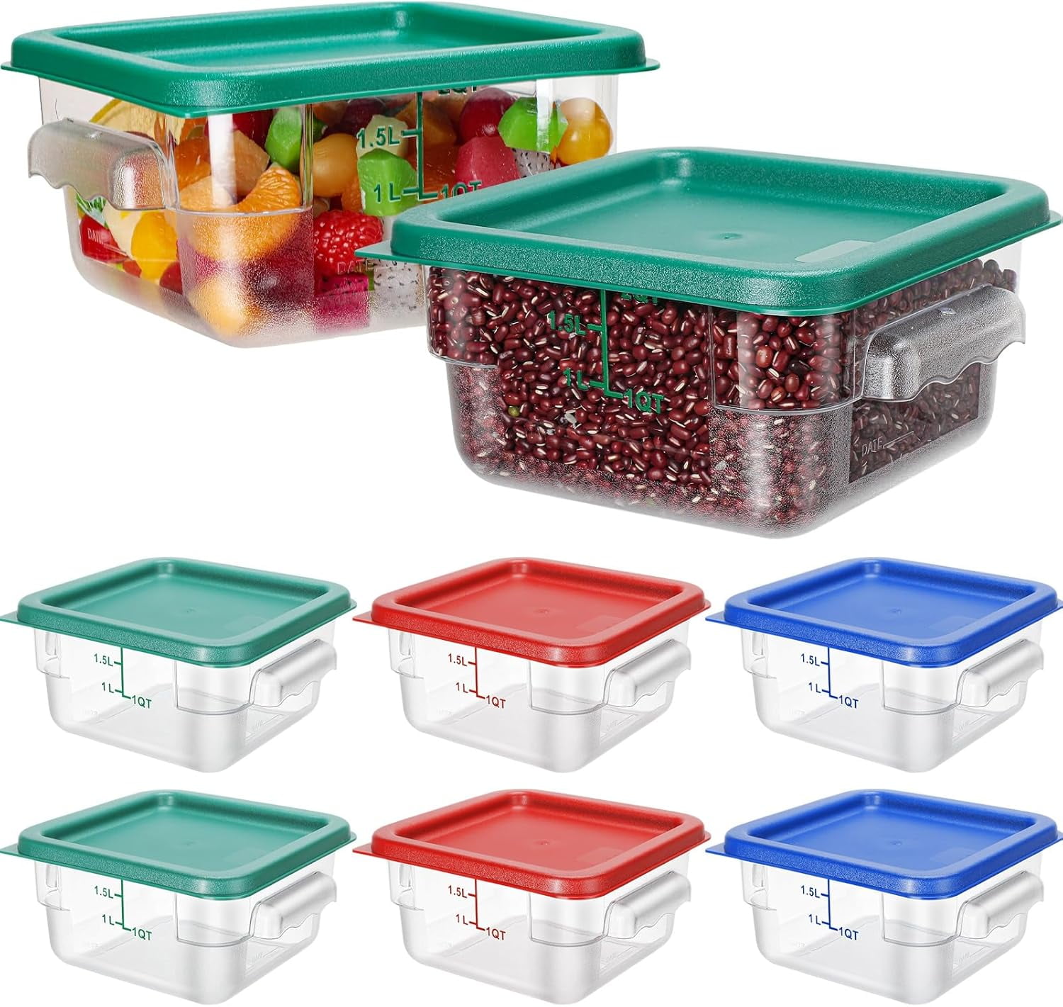 8 Pcs 2 Quart Food Storage Containers with Lids Clear Square ...
