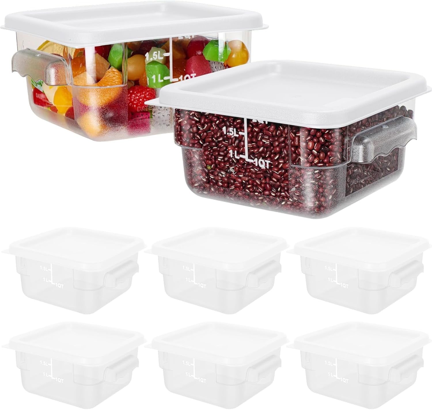8 Pcs 2 Quart Food Storage Containers with Lids Clear Square ...