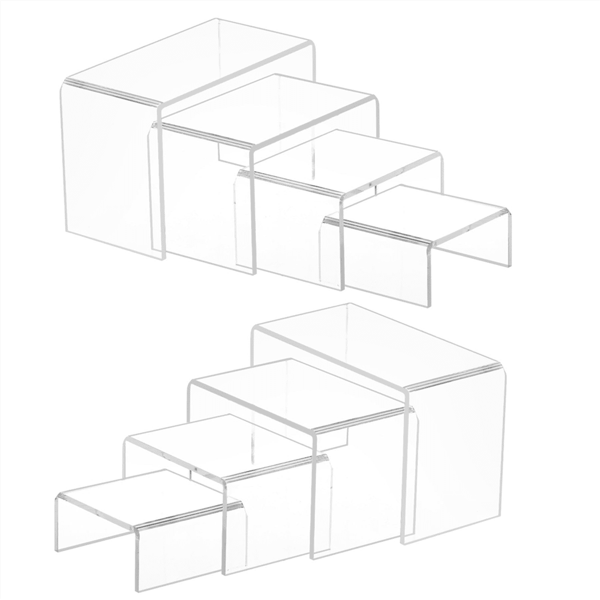 8 Pcs 2 Set Small Acrylic Risers, Thick Clear Display Stand ...