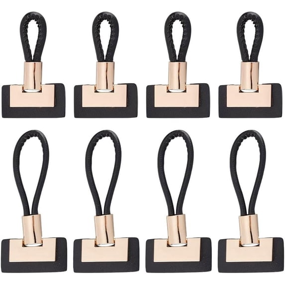 8 Pcs 2 Styles PU Leather Sew-on Toggles Closures without Button Black ...