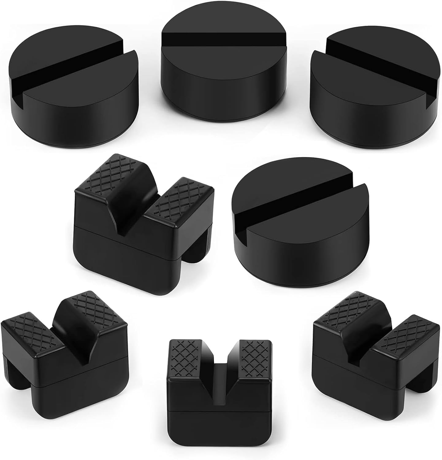 8 Pcs 2 Types Jack Stand Pads Adapter Universal Slotted Frame Rail Pinch Welds Protector Rubber ...