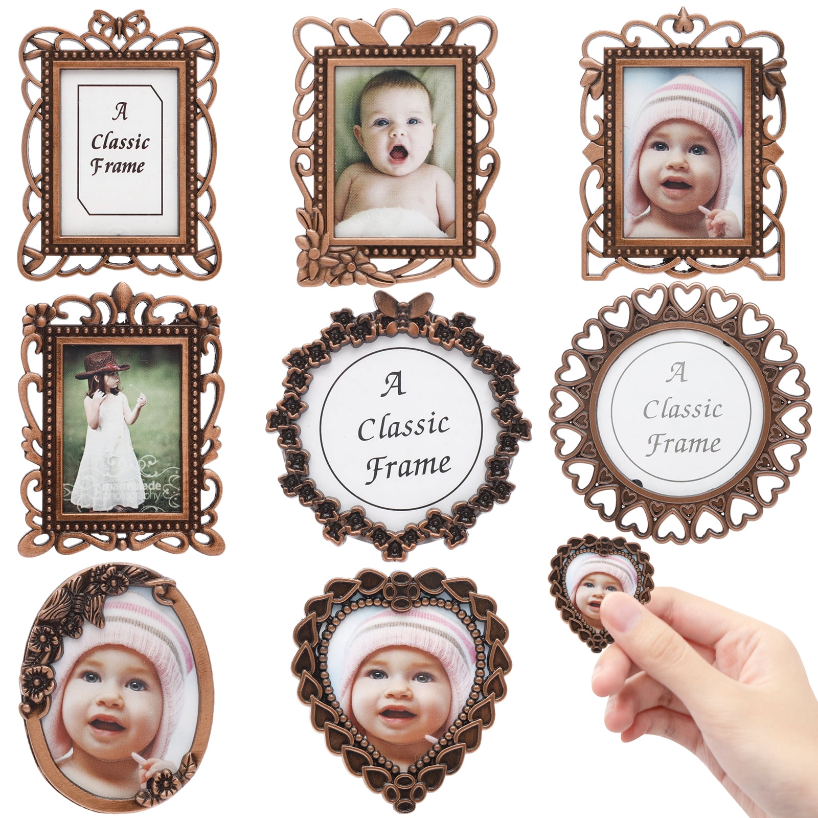 8 Pcs 2" Vintage Picture Frame Irregular Size Decorative Small Metal ...