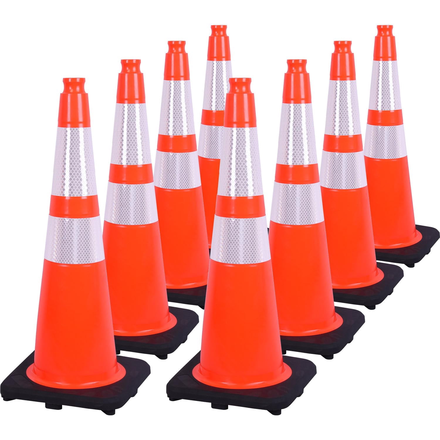 8 Pcs 28” in Fluorescent Orange PVC Traffic Cones Wide Slim Body Heavy ...